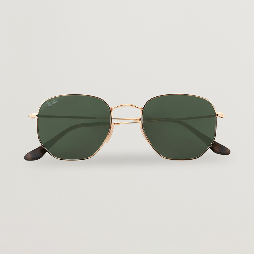 Ray-Ban 0RB3548N Hexagonal Sunglasses Gold/Green | Herr - Care of Carl
