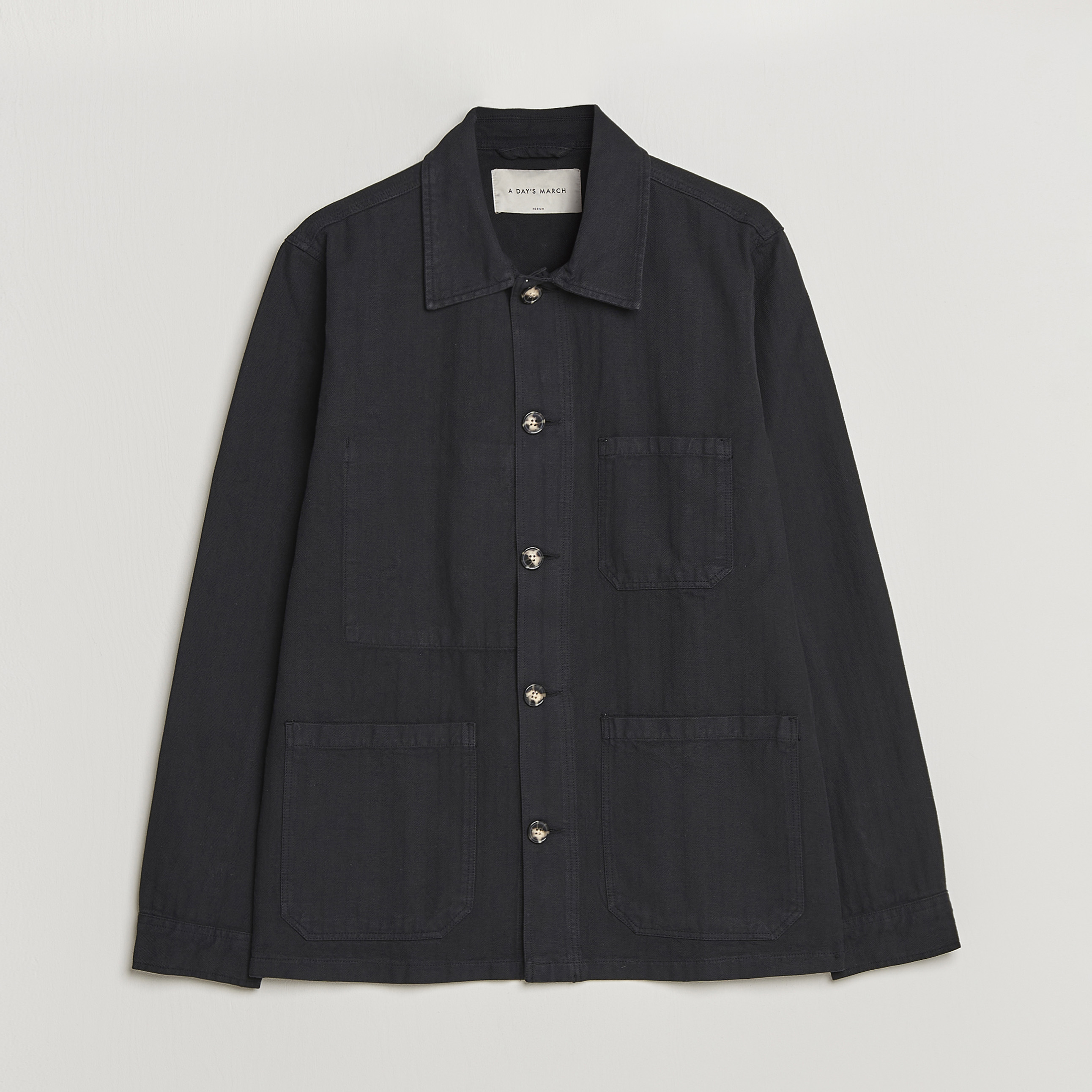 A Day's March Original Herringbone Overshirt Black | Herr - Care of Carl