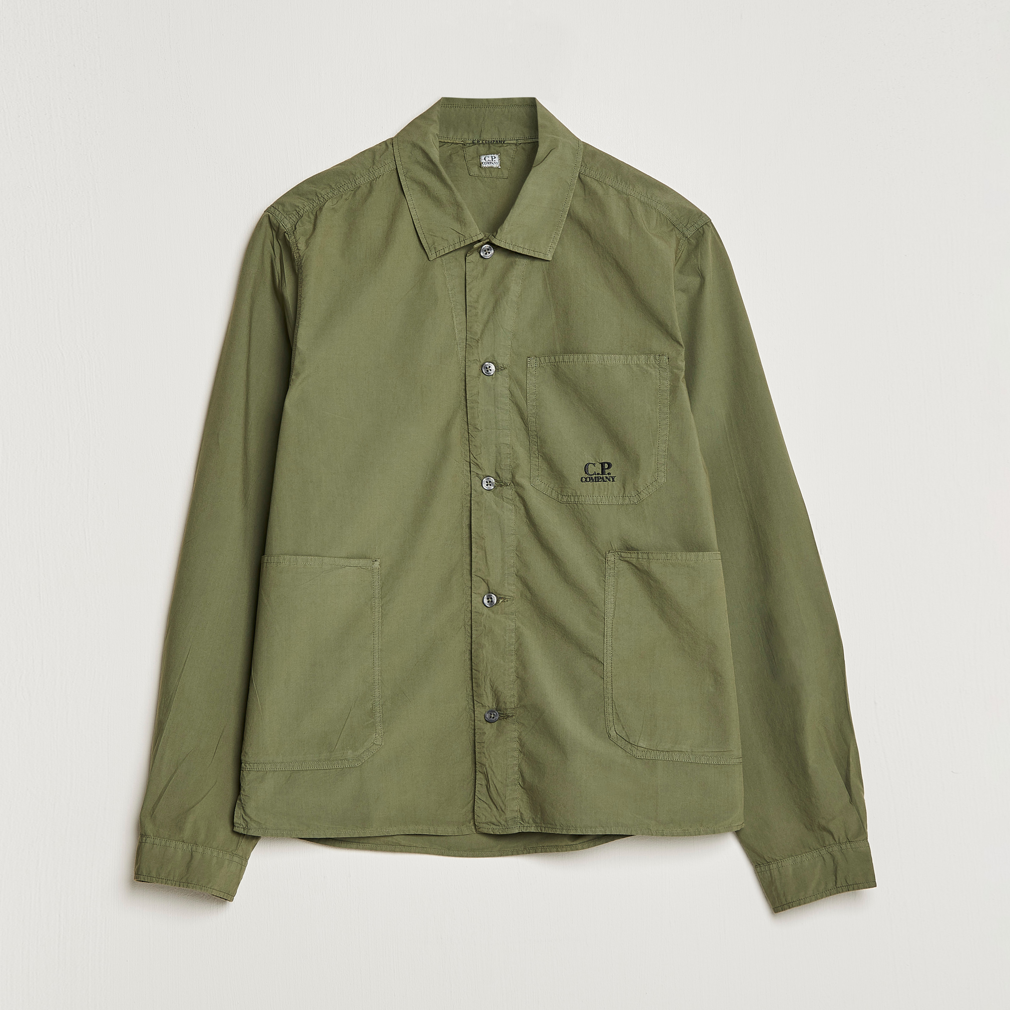 C.P. Company Popline Garment Dyed Overshirt Green | Herr - Care of Carl