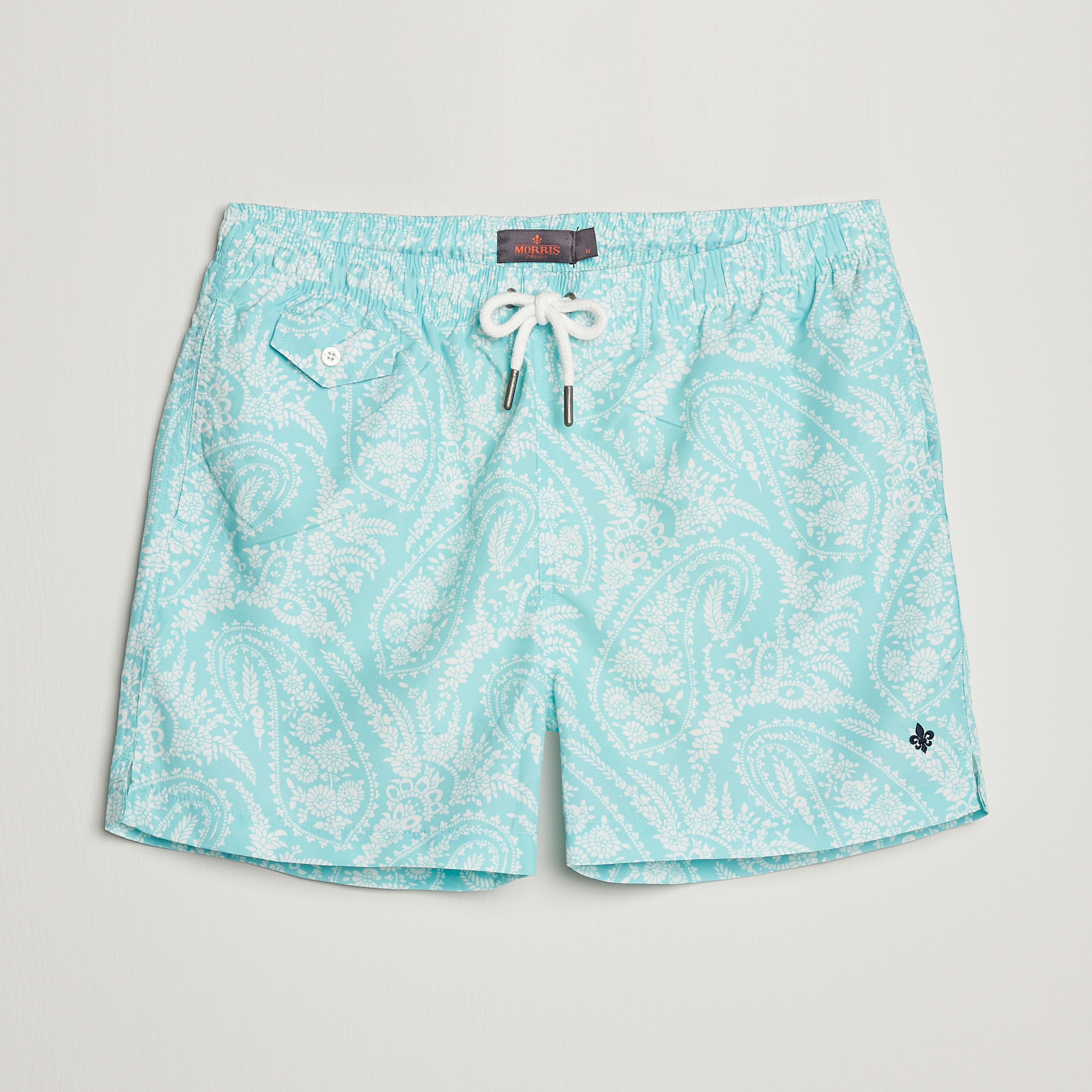 Morris Paisley Bathing Trunks Turquoise | Herr - Care of Carl