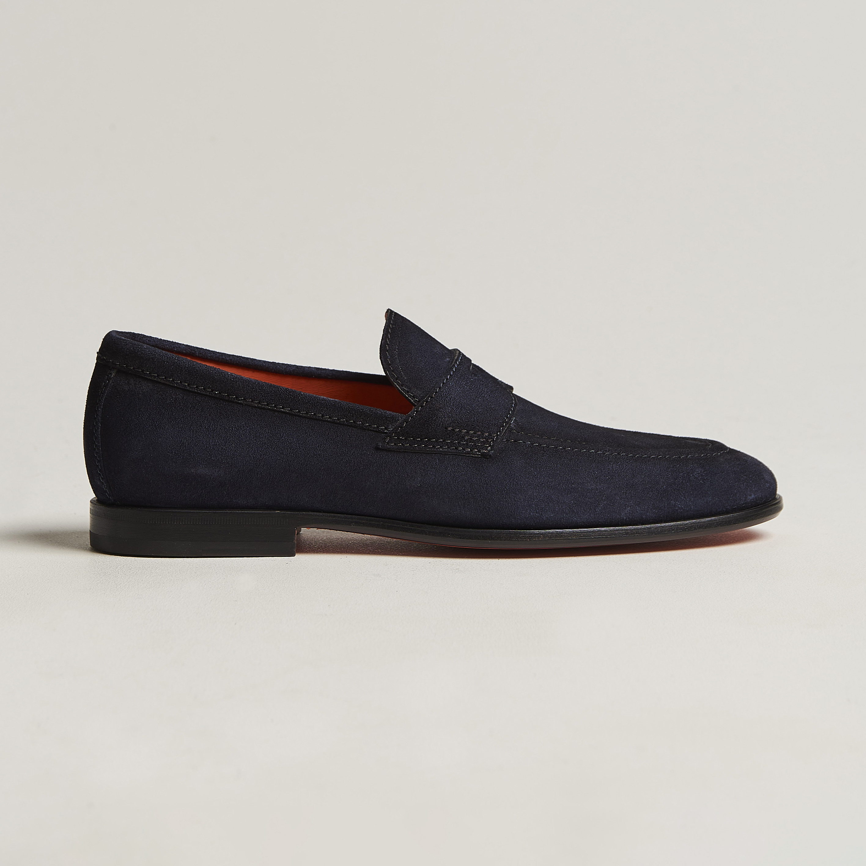 Santoni Penny Loafer Navy Suede | Herr - Care of Carl