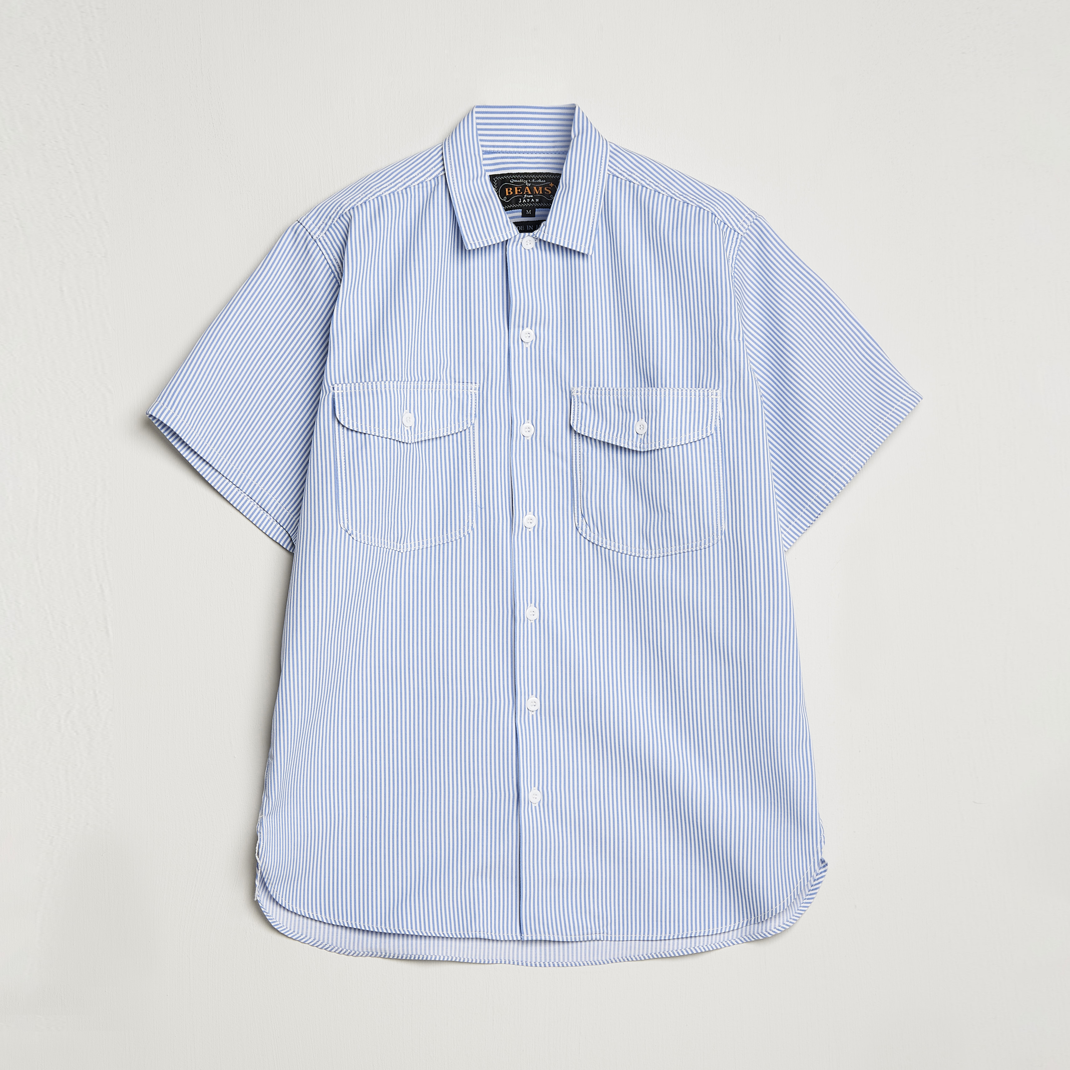 BEAMS PLUS Short Sleeve Work Shirt Light Blue | Herr - Care of Carl