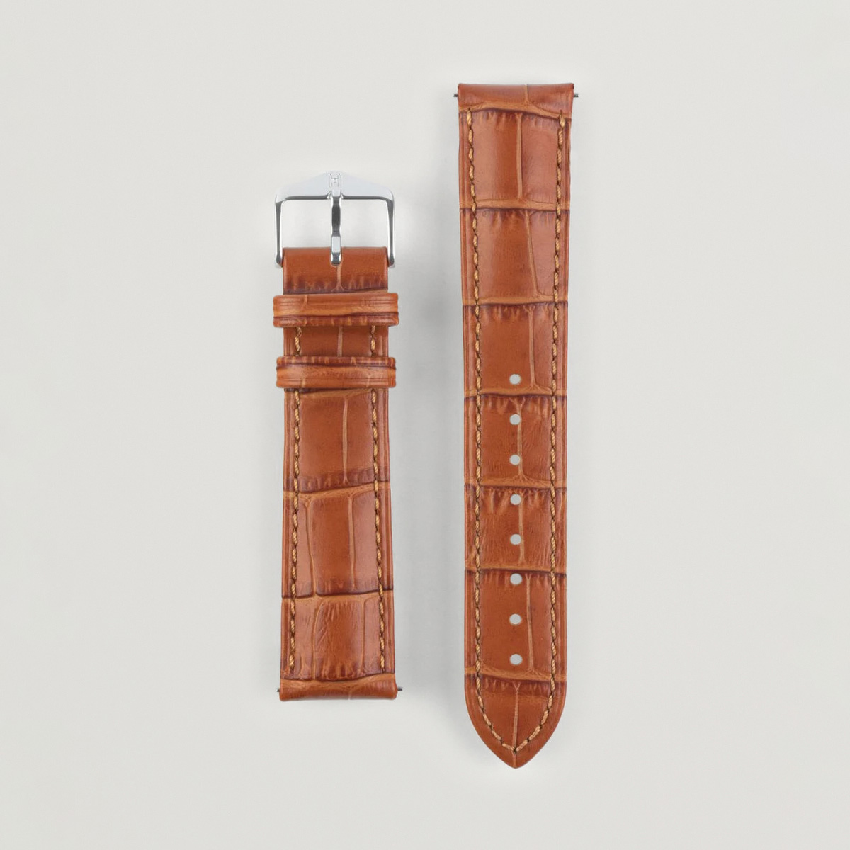 HIRSCH Duke Embossed Leather Watch Strap Honey Brown | Herr - Care of Carl