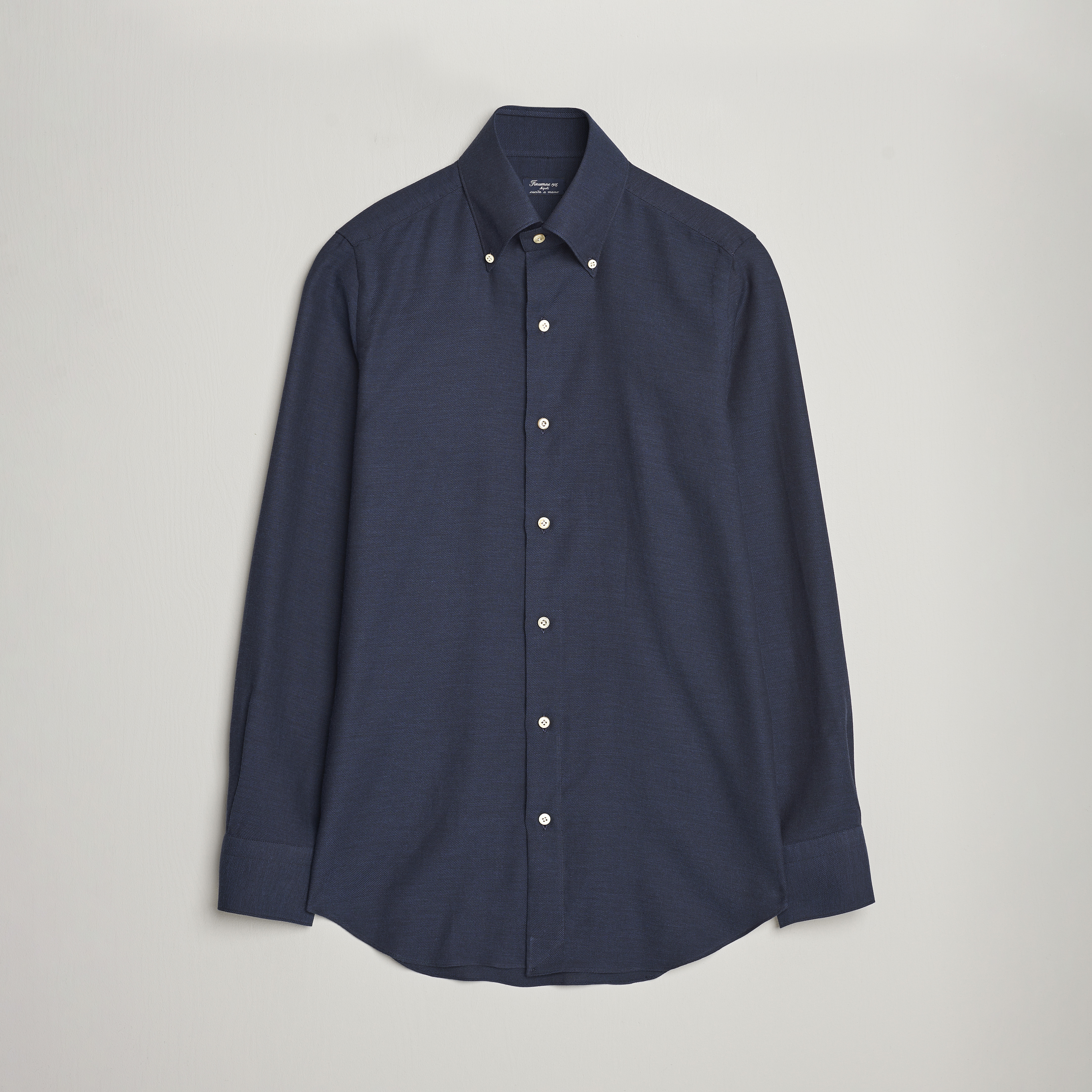Finamore Napoli Milano Slim Cashmere BD Shirt Navy | Herr - Care of Carl