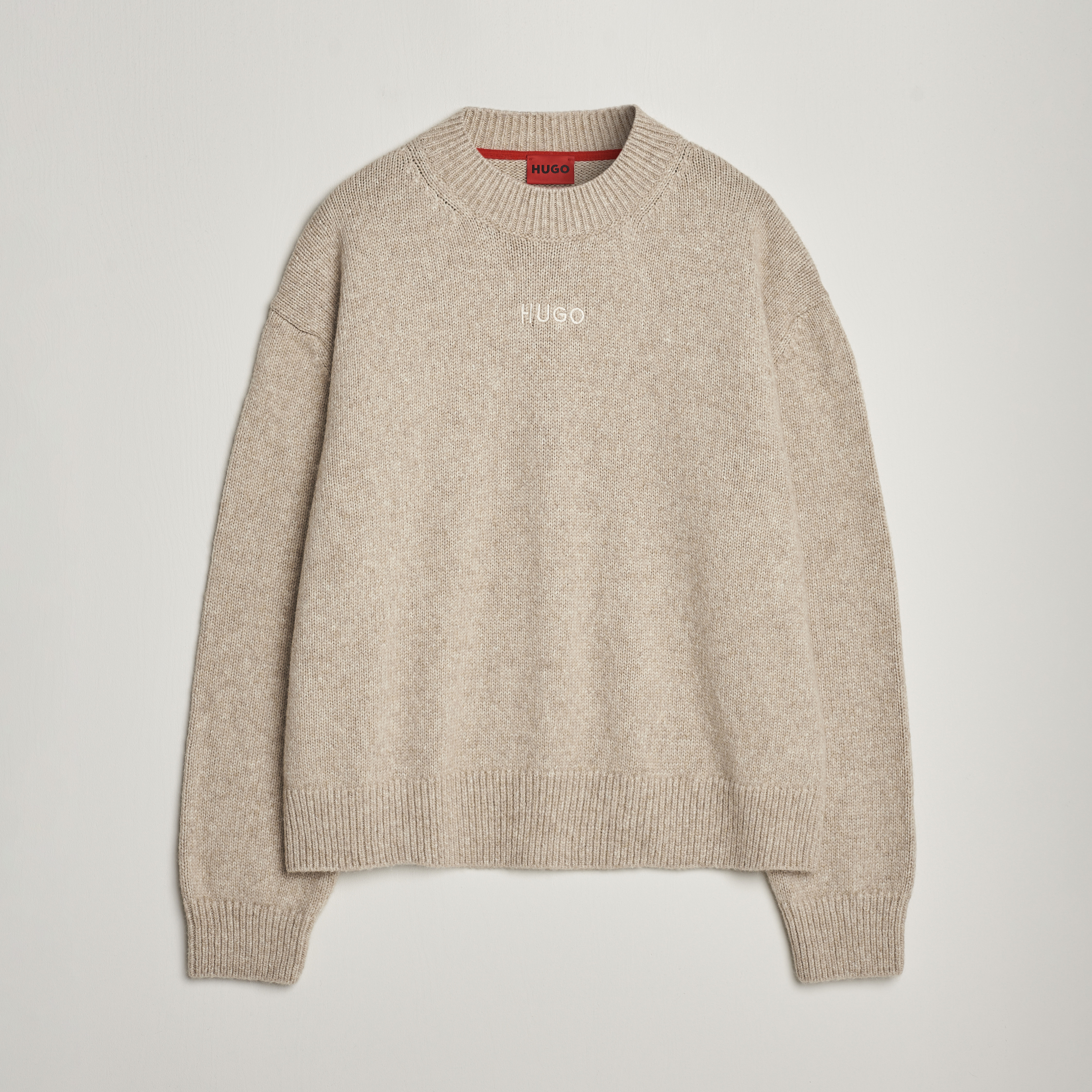 HUGO Seese Knitted Sweater Light Beige | Herr - Care of Carl