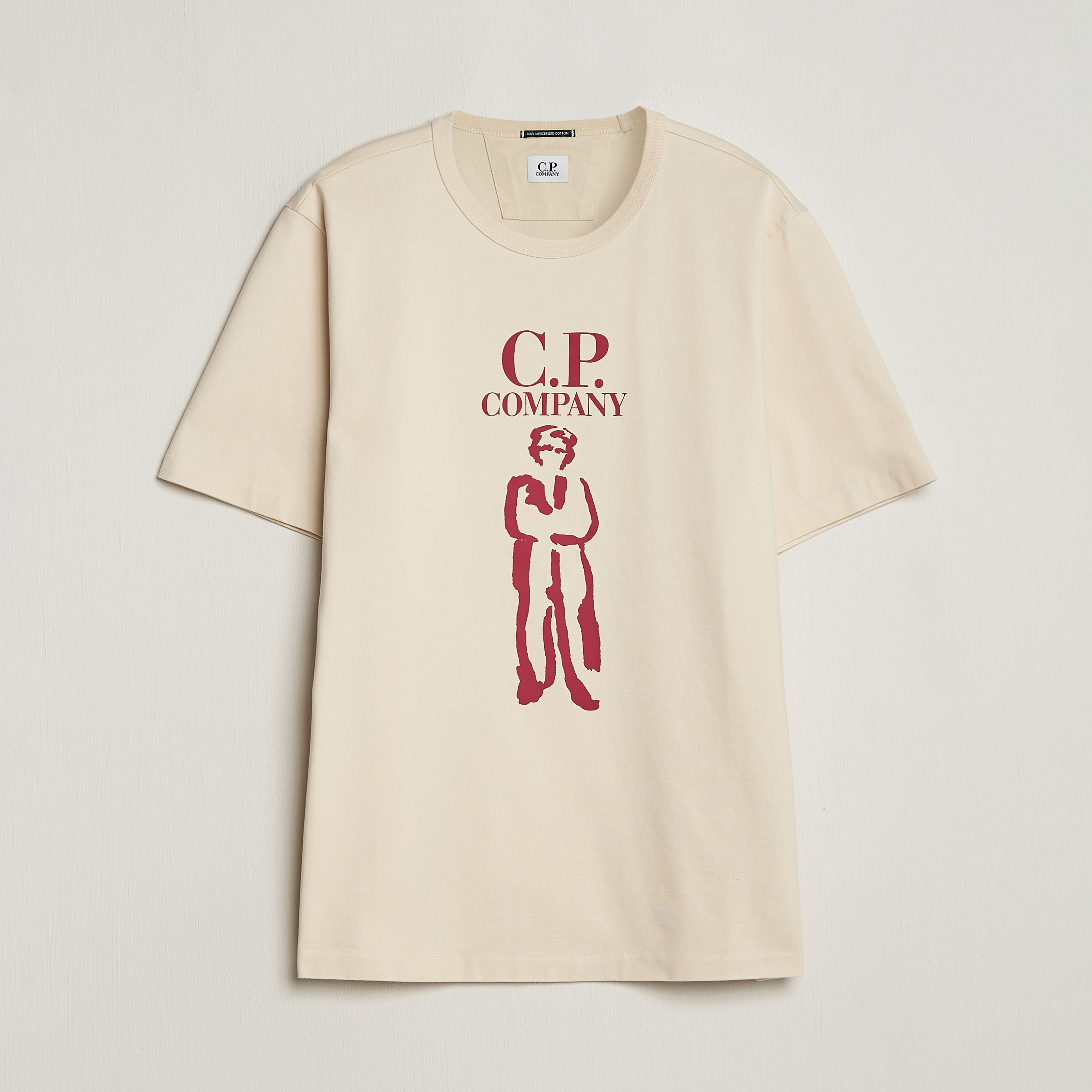 C.P. Company Mercerized Heavy Cotton Logo T-Shirt Ecru | Herr - Care of Car