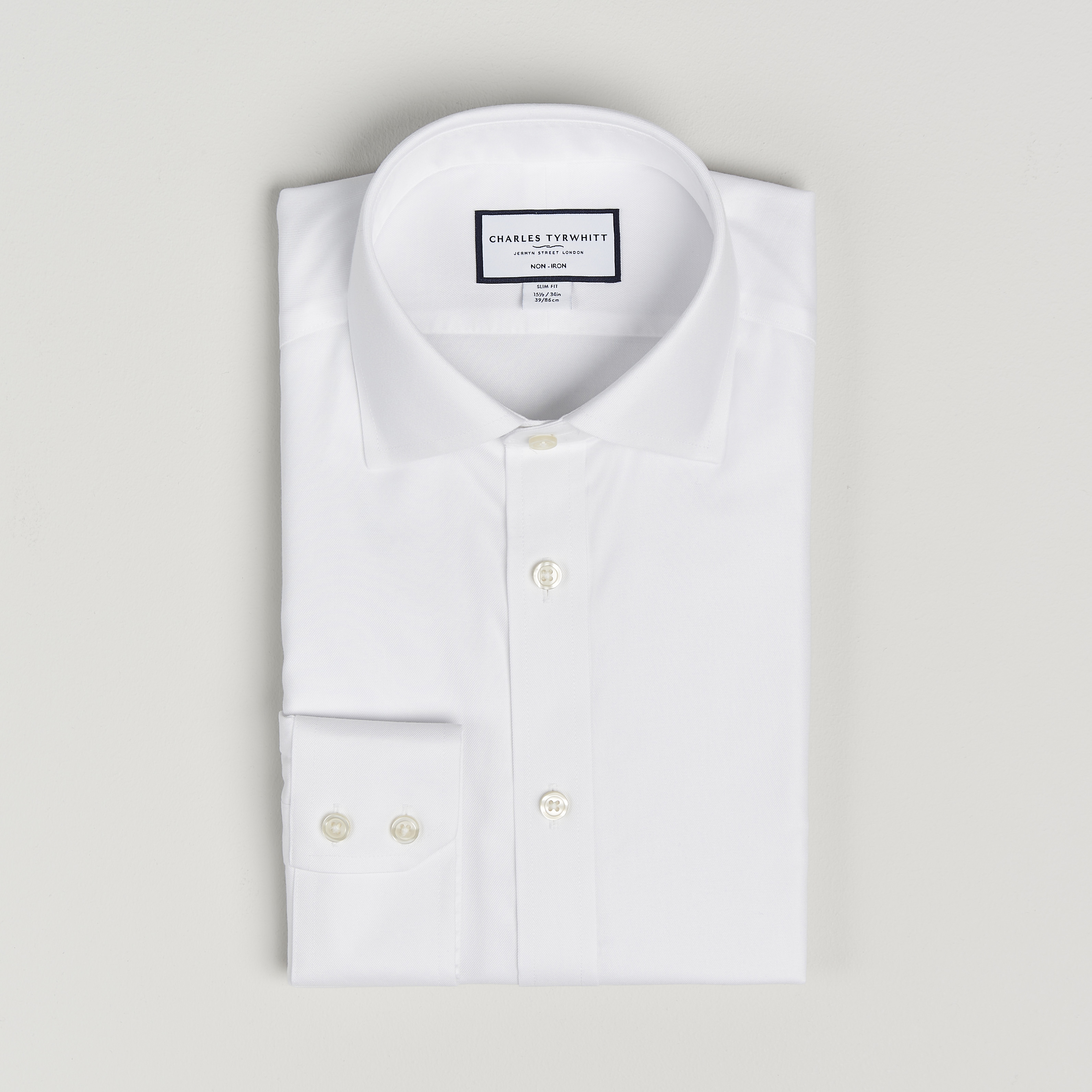 Charles Tyrwhitt Slim Fit Non Iron Cotton Twill Shirt White | Herr - Care o