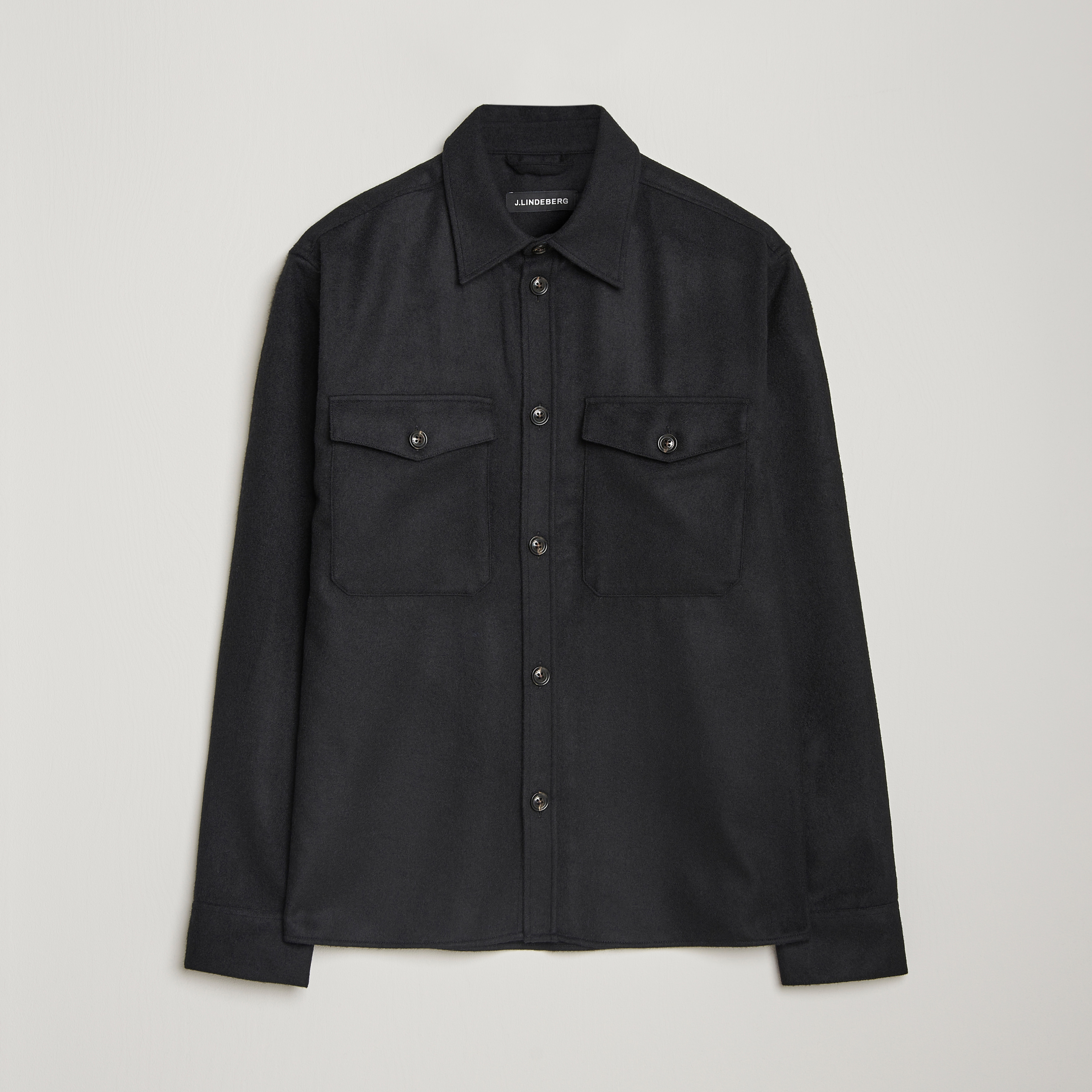 J.Lindeberg Flat Wool Overshirt Black | Herr - Care of Carl