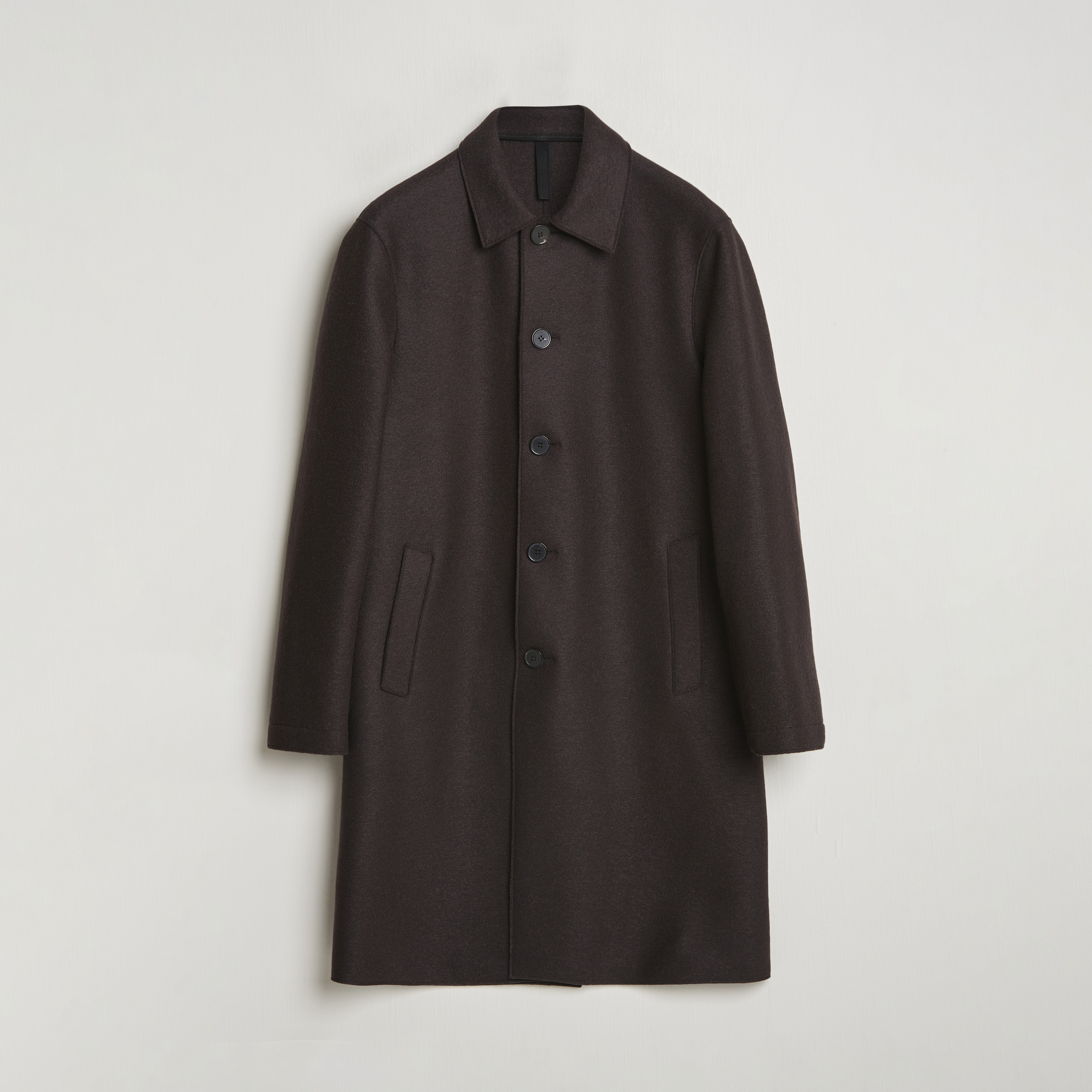Harris Wharf London Pressed Wool Mac Coat Dark Brown | Herr - Care of Carl