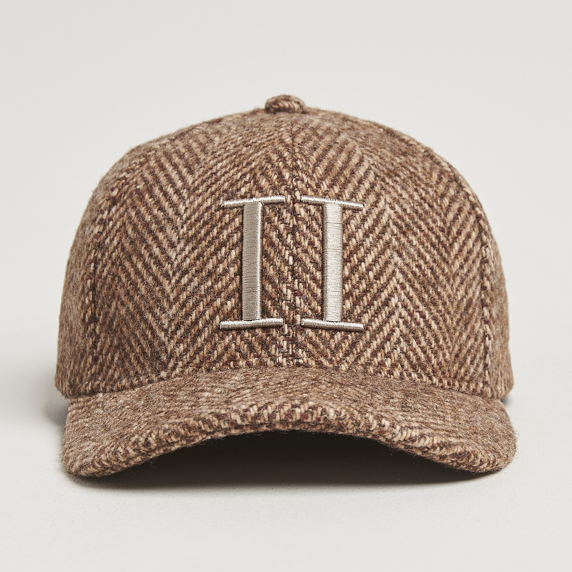 Les Deux Herringbone Baseball Cap Coffee Brown | Herr - Care of Carl