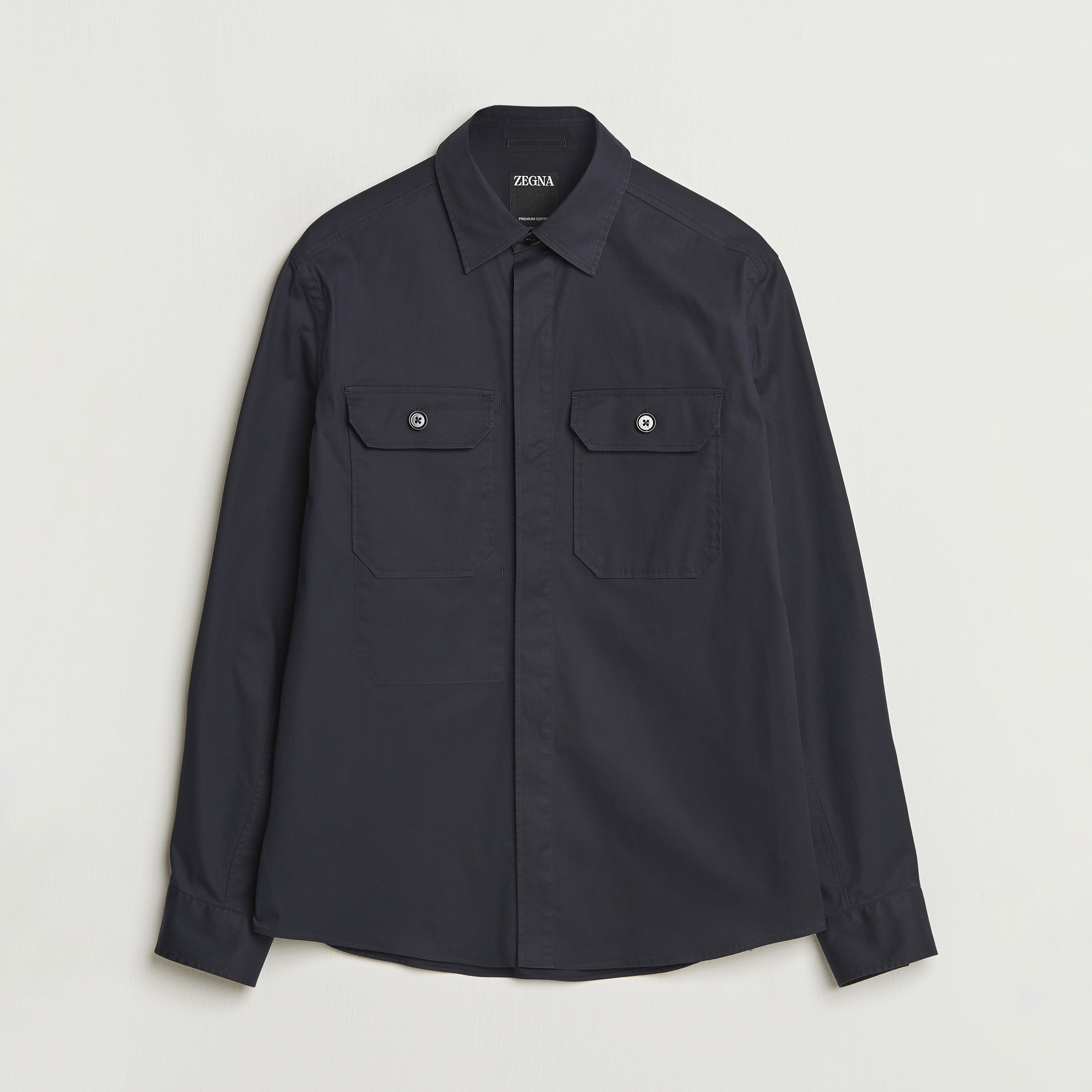 Zegna Cotton Overshirt Navy | Herr - Care of Carl