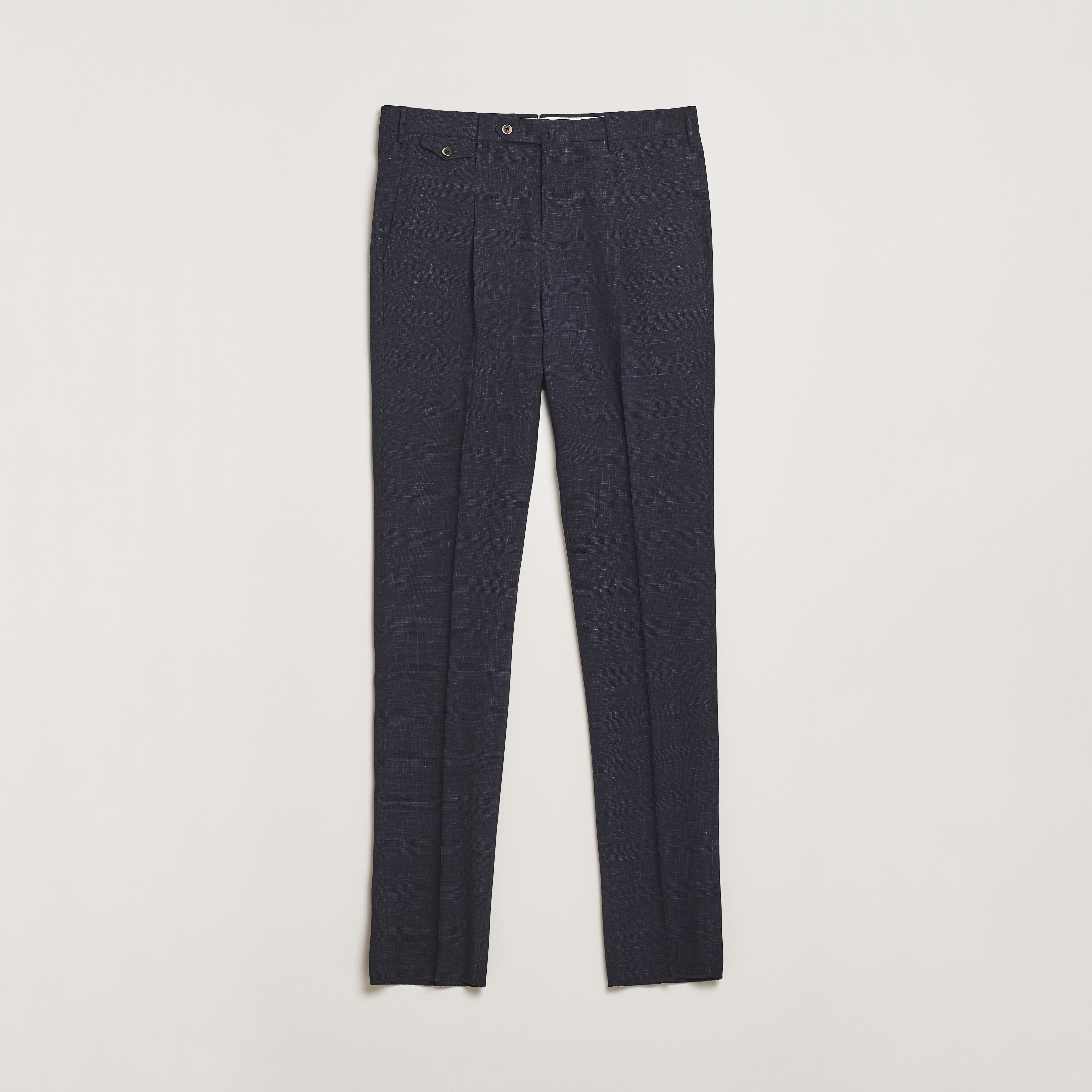 PT01 Gentleman Fit Wool/Linen Trousers Navy | Herr - Care of Carl
