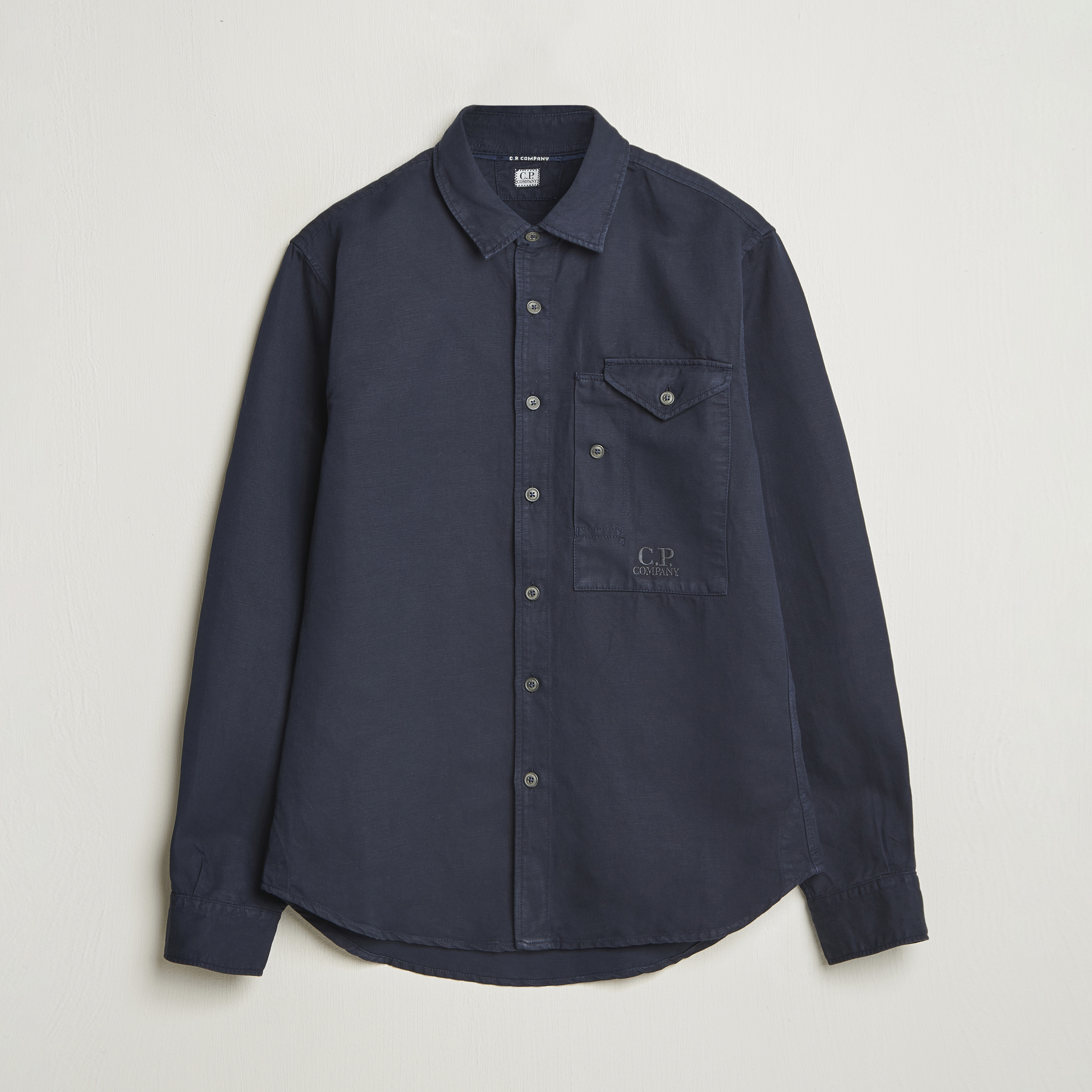 C.P. Company Cotton/Linen Pocket Overshirt Navy | Herr - Care of Carl