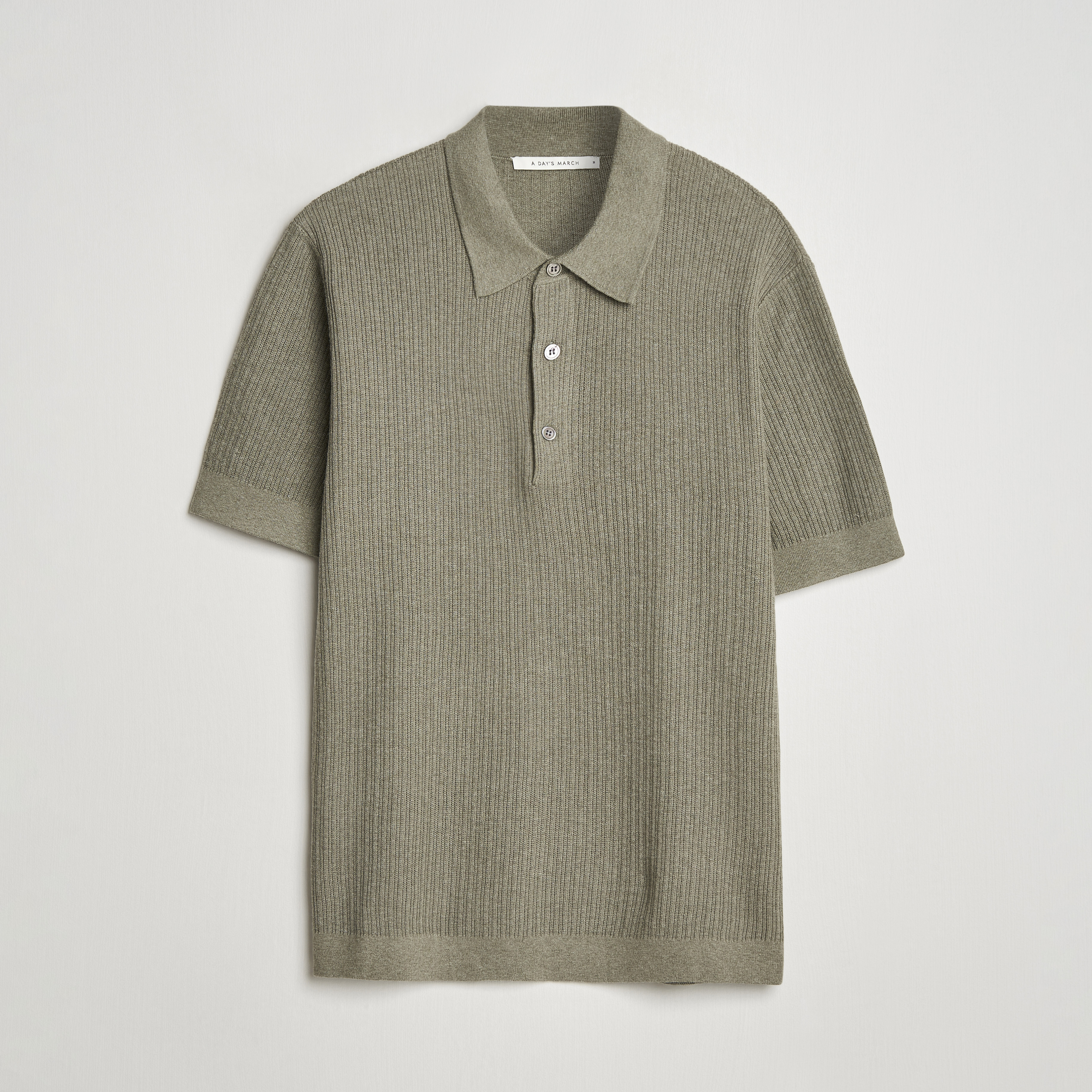 A Day's March Aspen Structure Short Sleeve Polo Safari Green | Herr - Care
