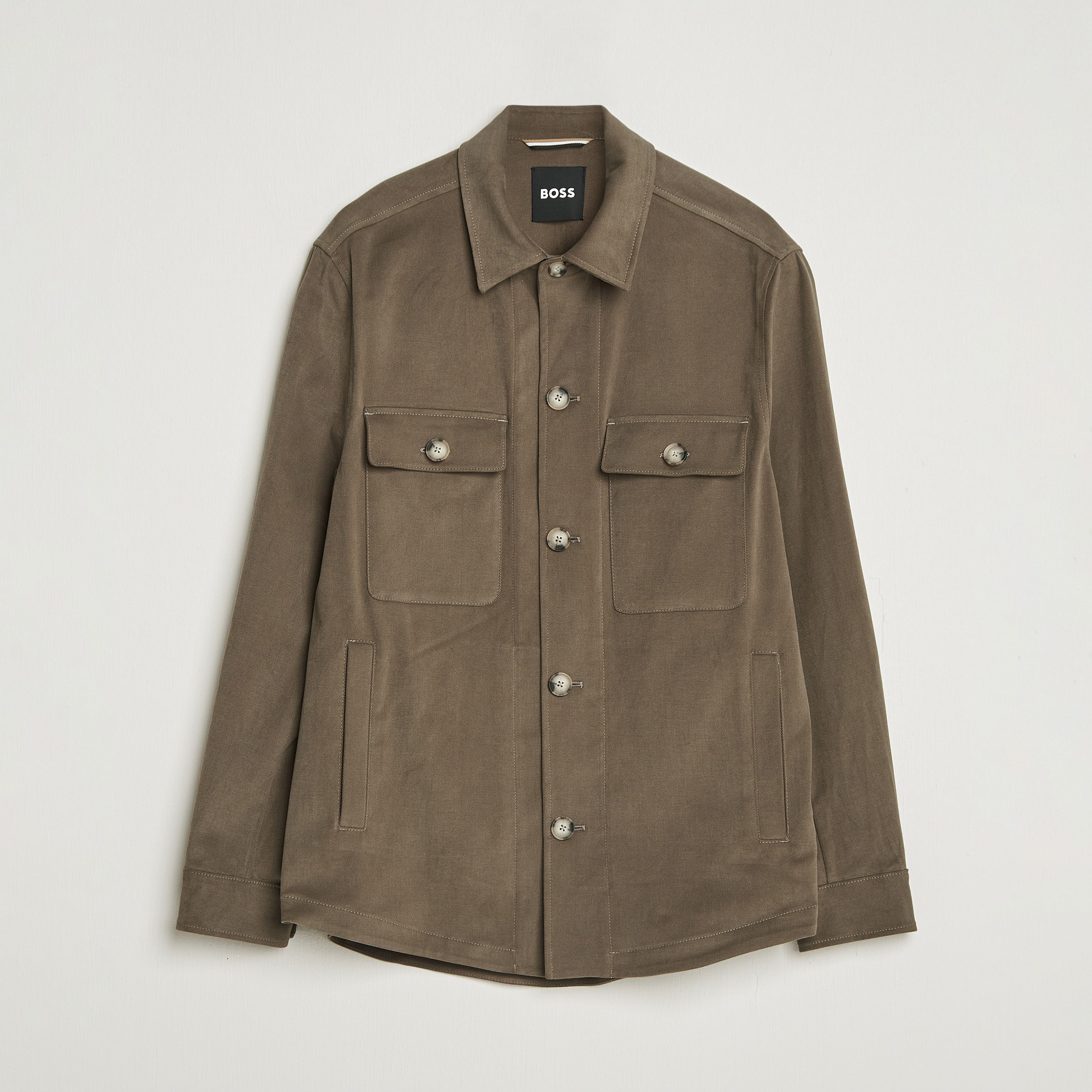 BOSS BLACK Carper Cotton Overshirt Open Brown | Herr - Care of Carl
