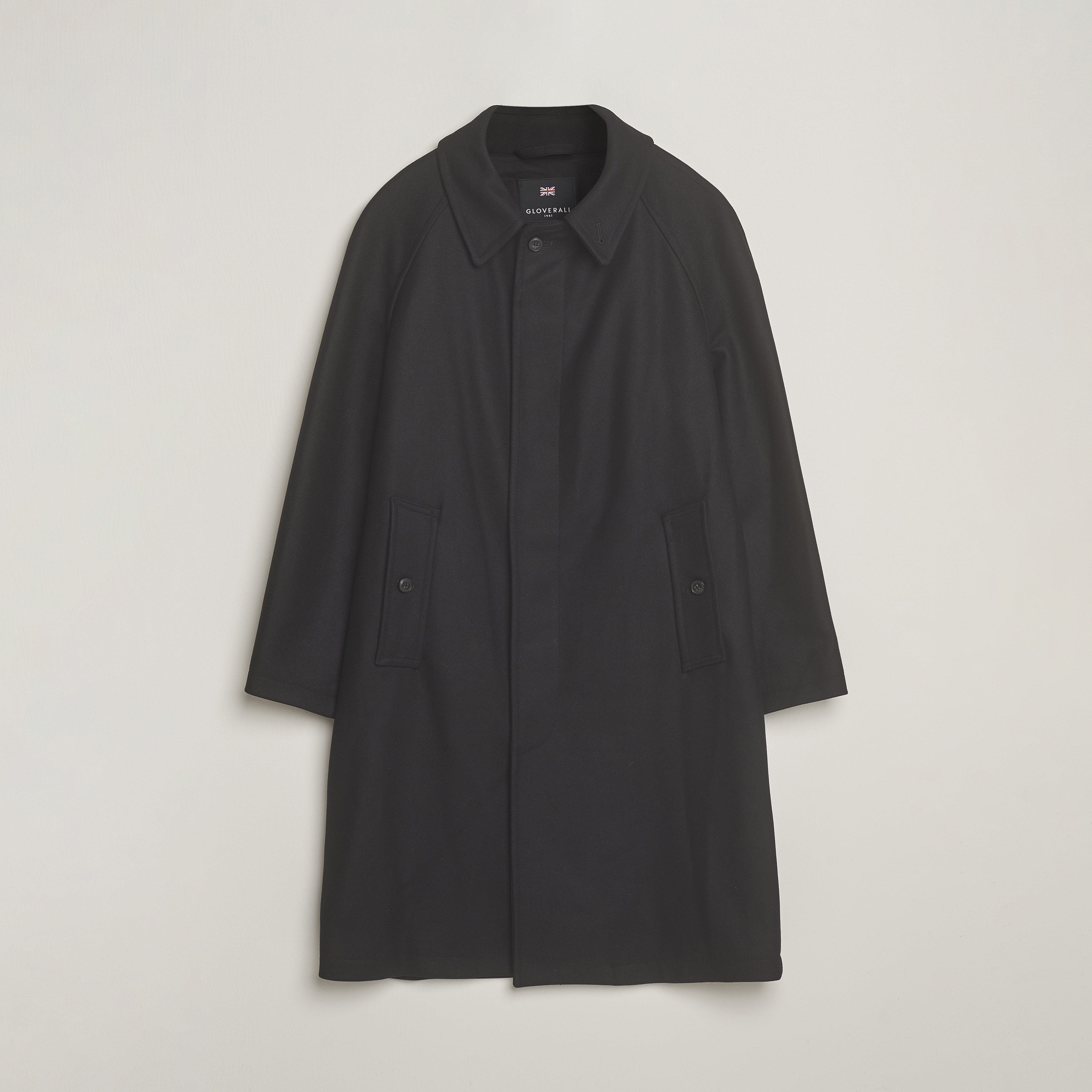 Gloverall Wool Mac Coat Black | Herr - Care of Carl