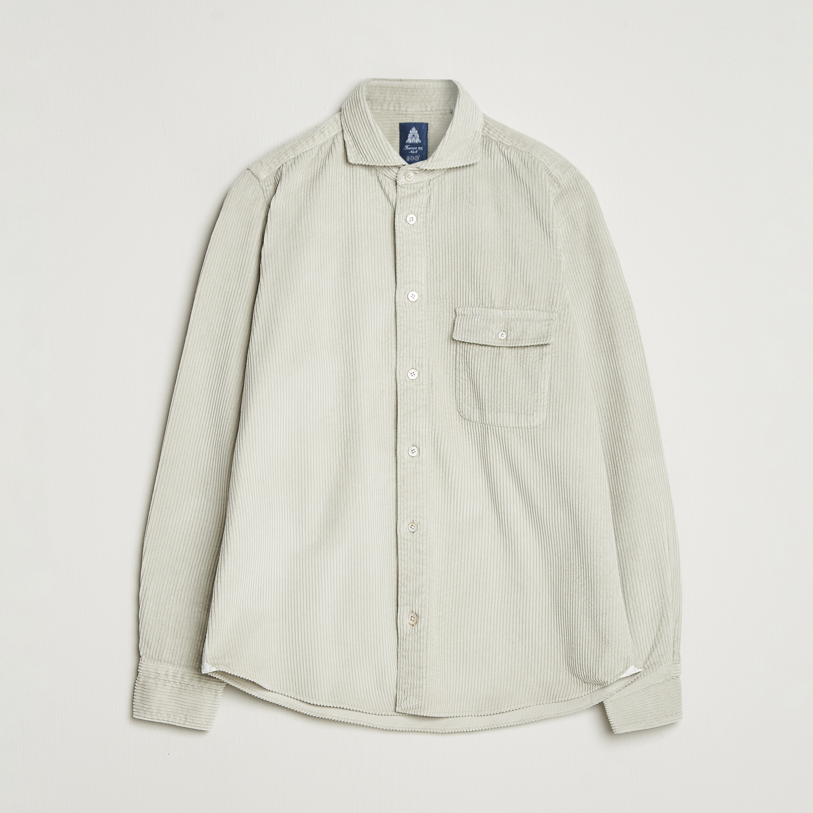 Finamore Napoli Garment Dyed Corduroy Overshirt Beige | Herr - Care of Carl