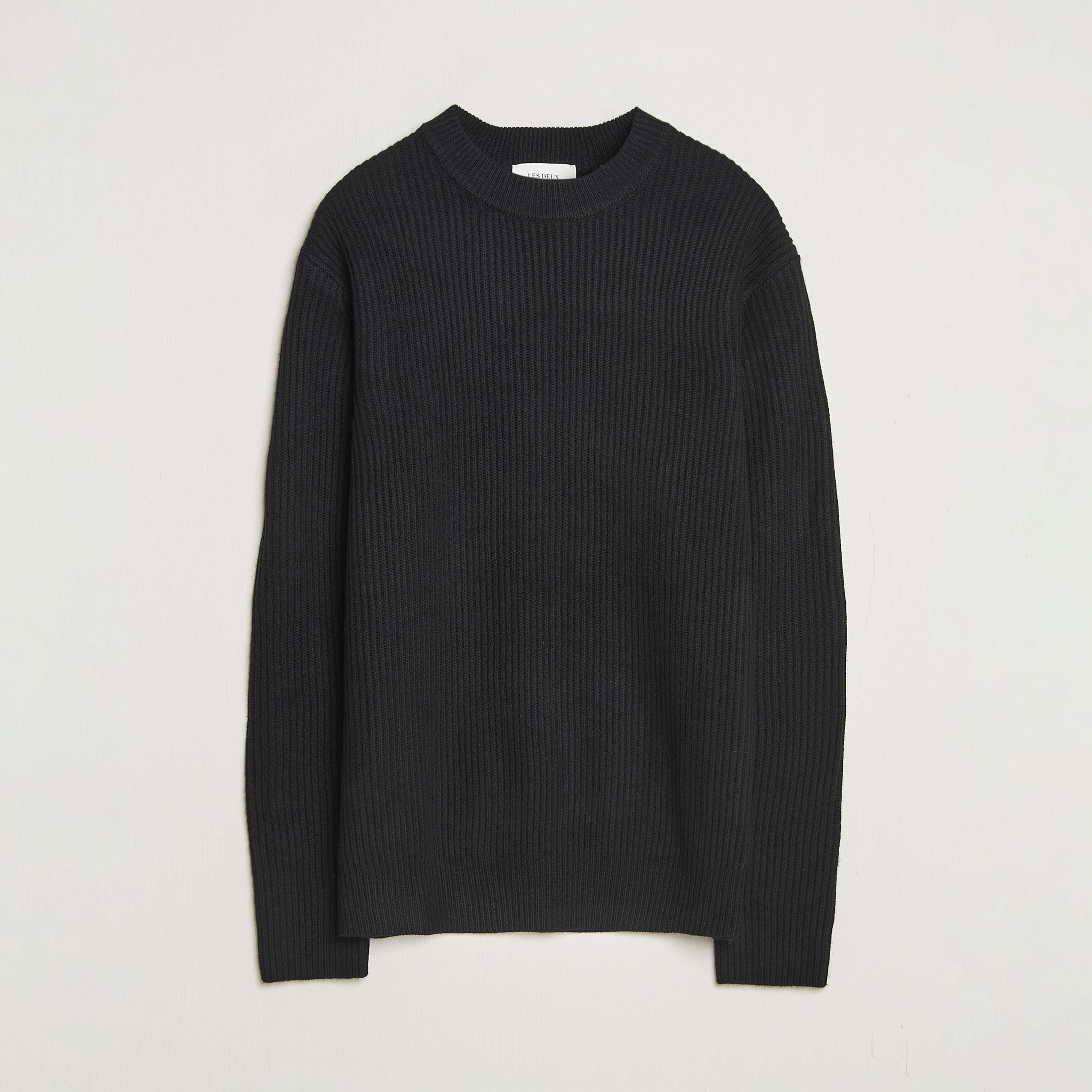 Les Deux Eddie Wool Rib Crewneck Black | Herr - Care of Carl