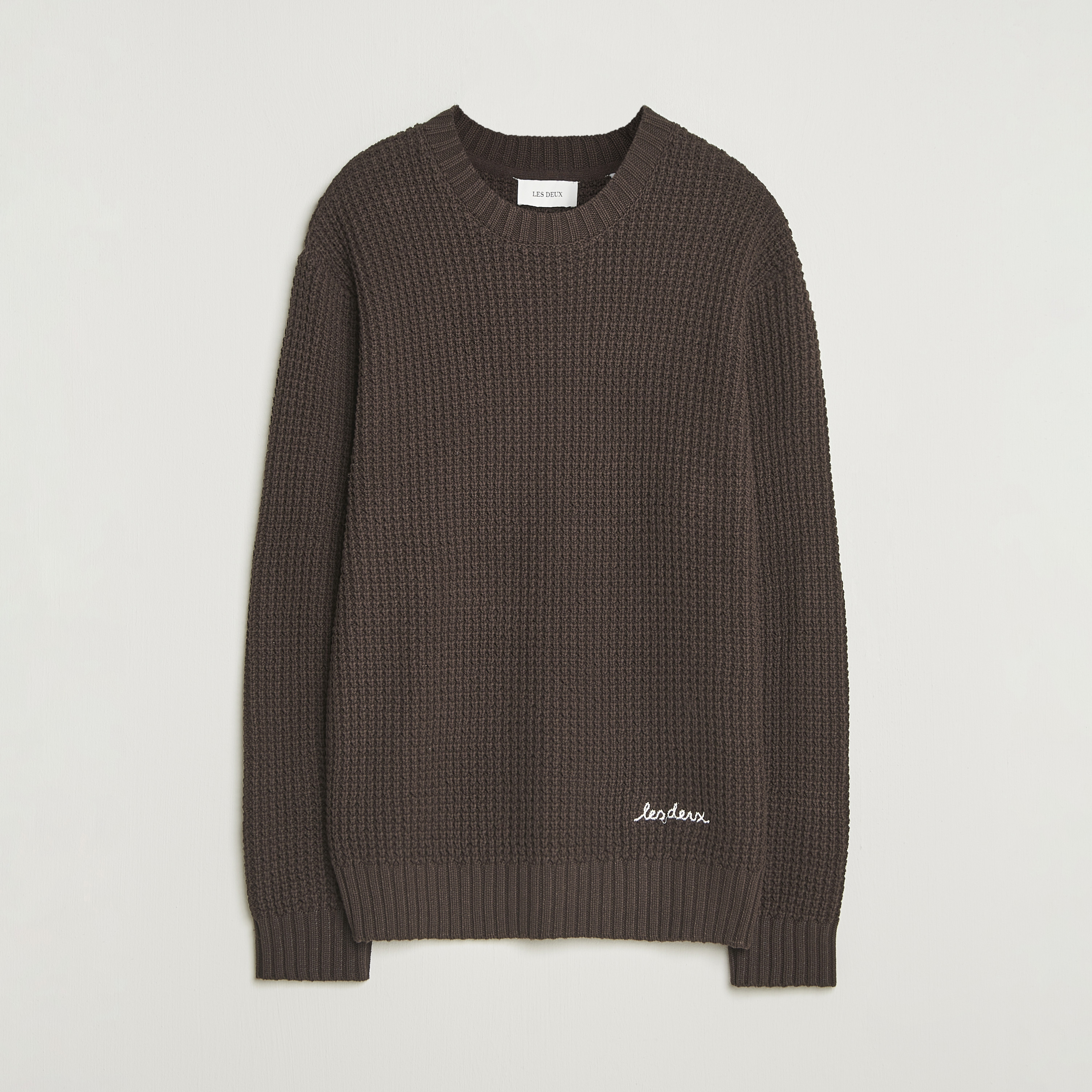 Les Deux Alvin Cotton Waffle Crewneck Dark Navy | Herr - Care of Carl