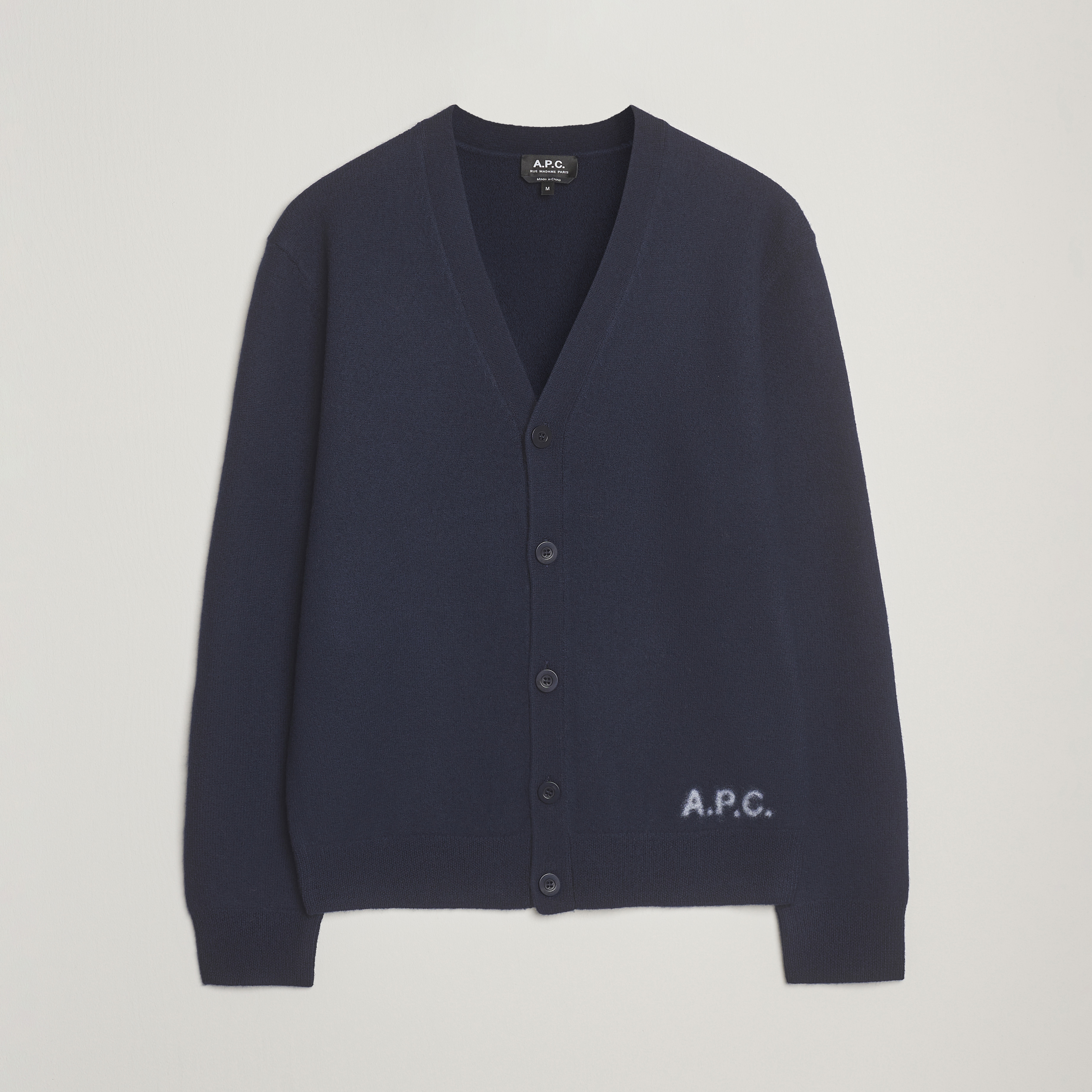 A.P.C. Kenny Wool Knitted Cardigan Dark Navy | Herr - Care of Carl