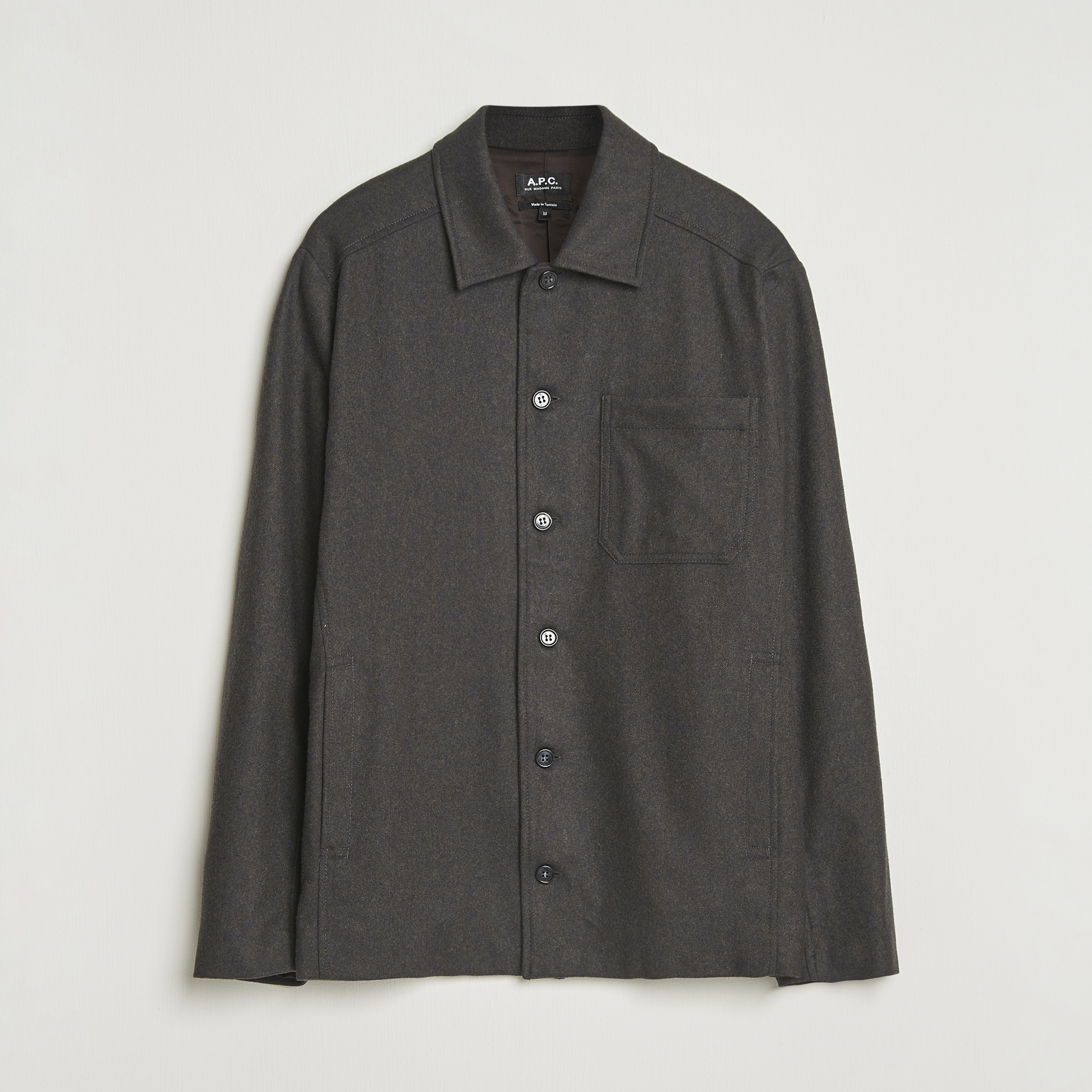 A.P.C. Jamie Wool Flannel Shirt Jacket Dark Brown | Herr - Care of Carl