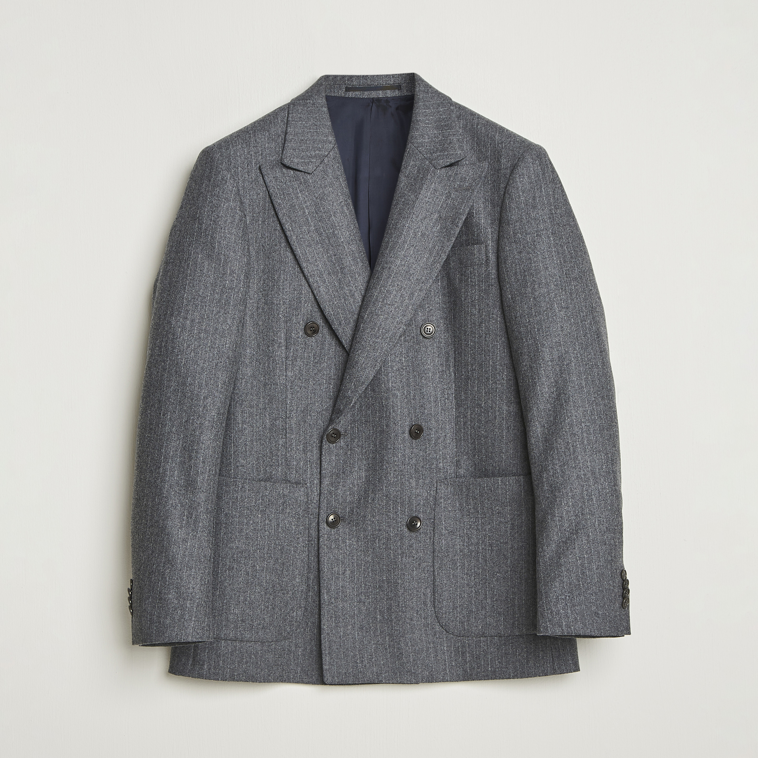 Tiger of Sweden Joachim Wool Double Breasted Pinstriped Blazer Silver | Her