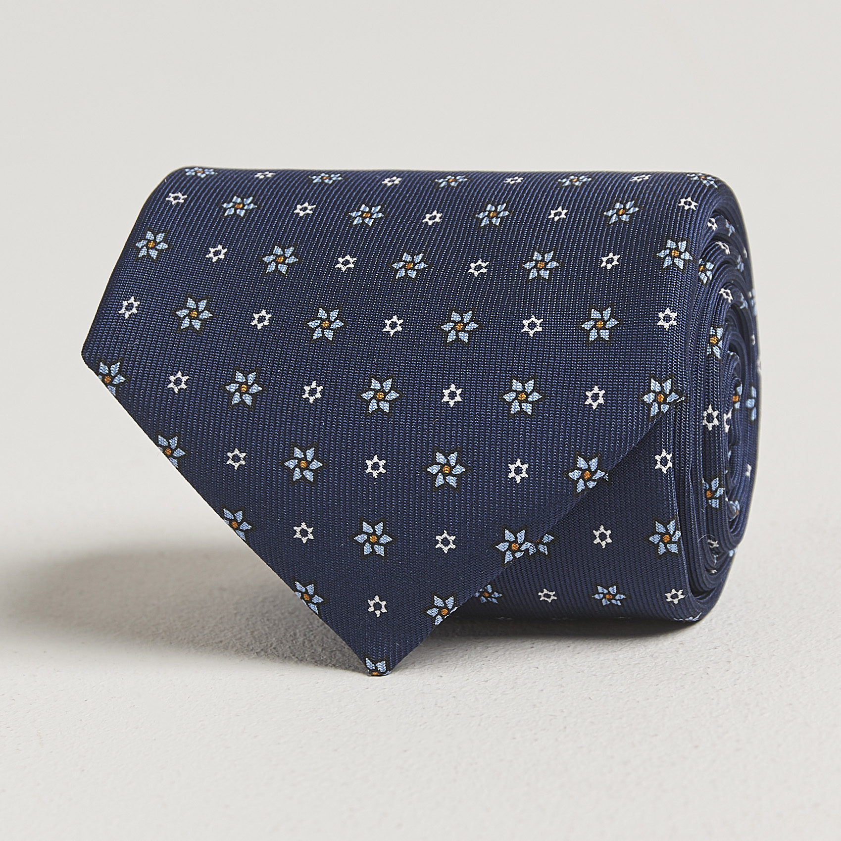 E. Marinella 3-Fold Printed Silk Tie Navy | Herr - Care of Carl