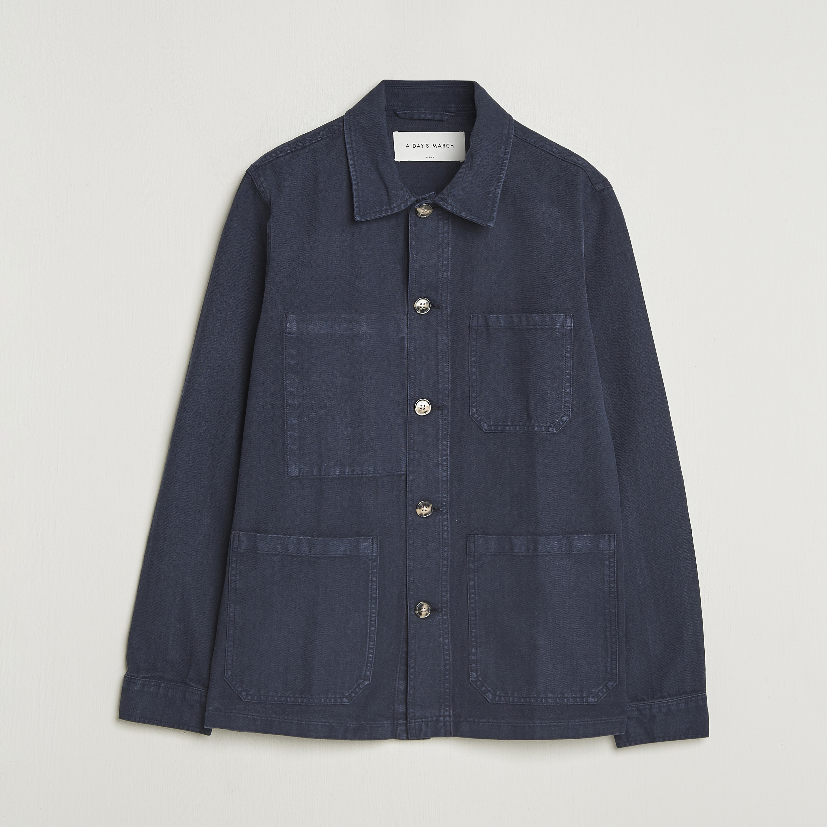 A Day's March Original Herringbone Overshirt Navy | Herr - Care of Carl