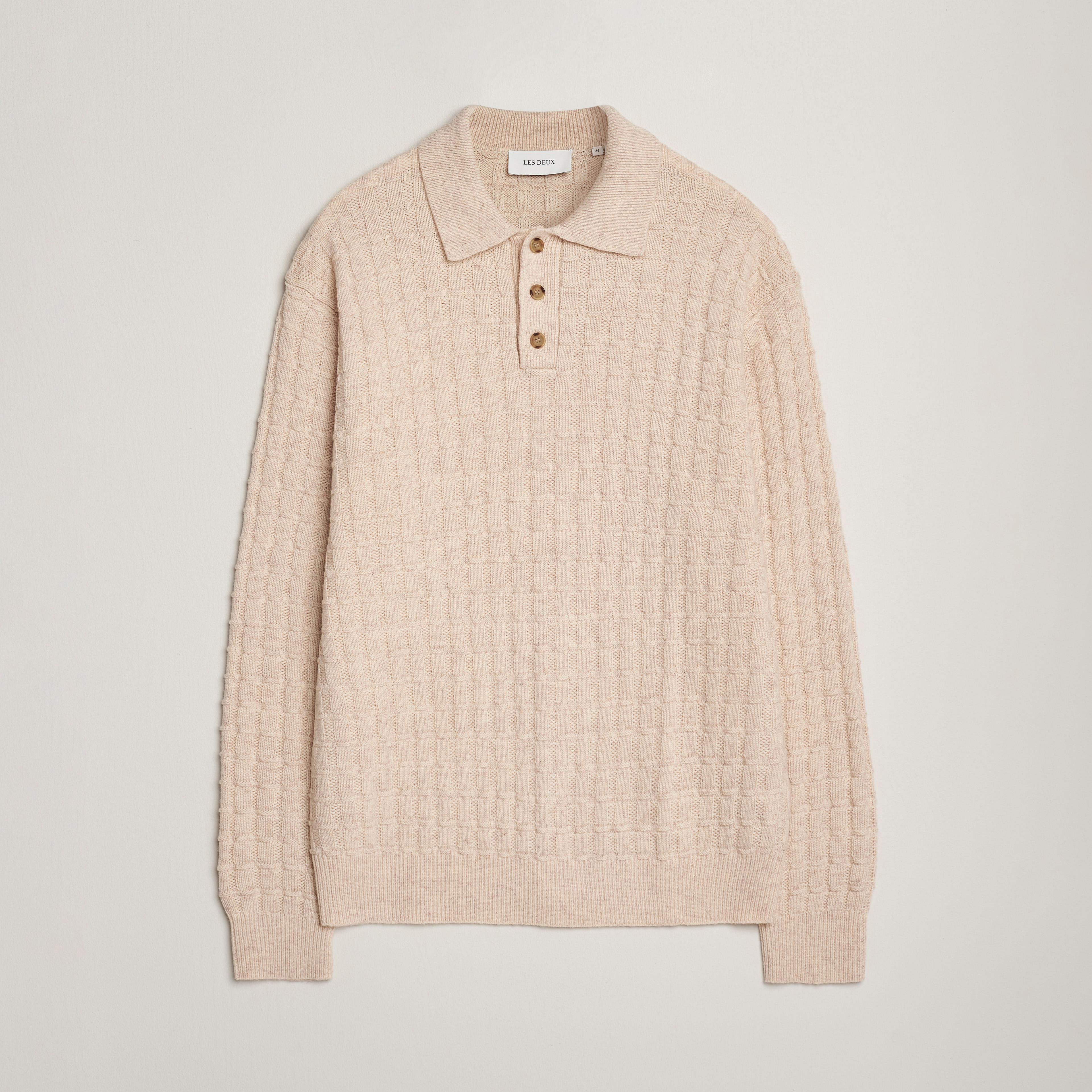 Les Deux Gustav Structured Polo Knit Light Sand Melange | Herr - Care of Ca