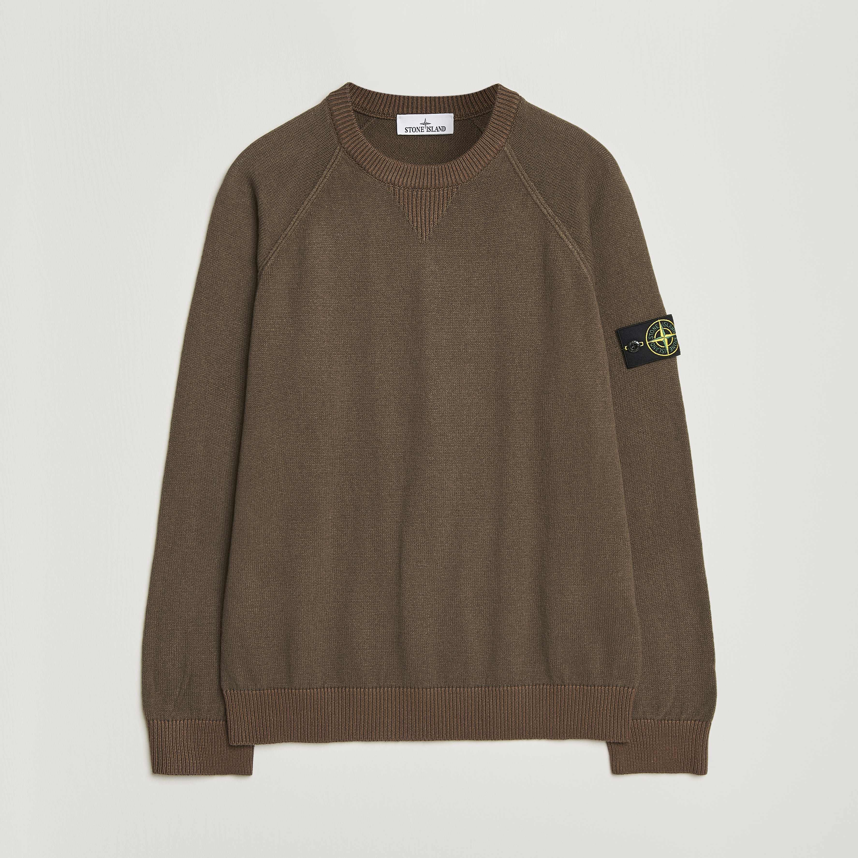 Stone Island Raw Hand Organic Cotton Raglan Crewneck Umber | Herr - Care of