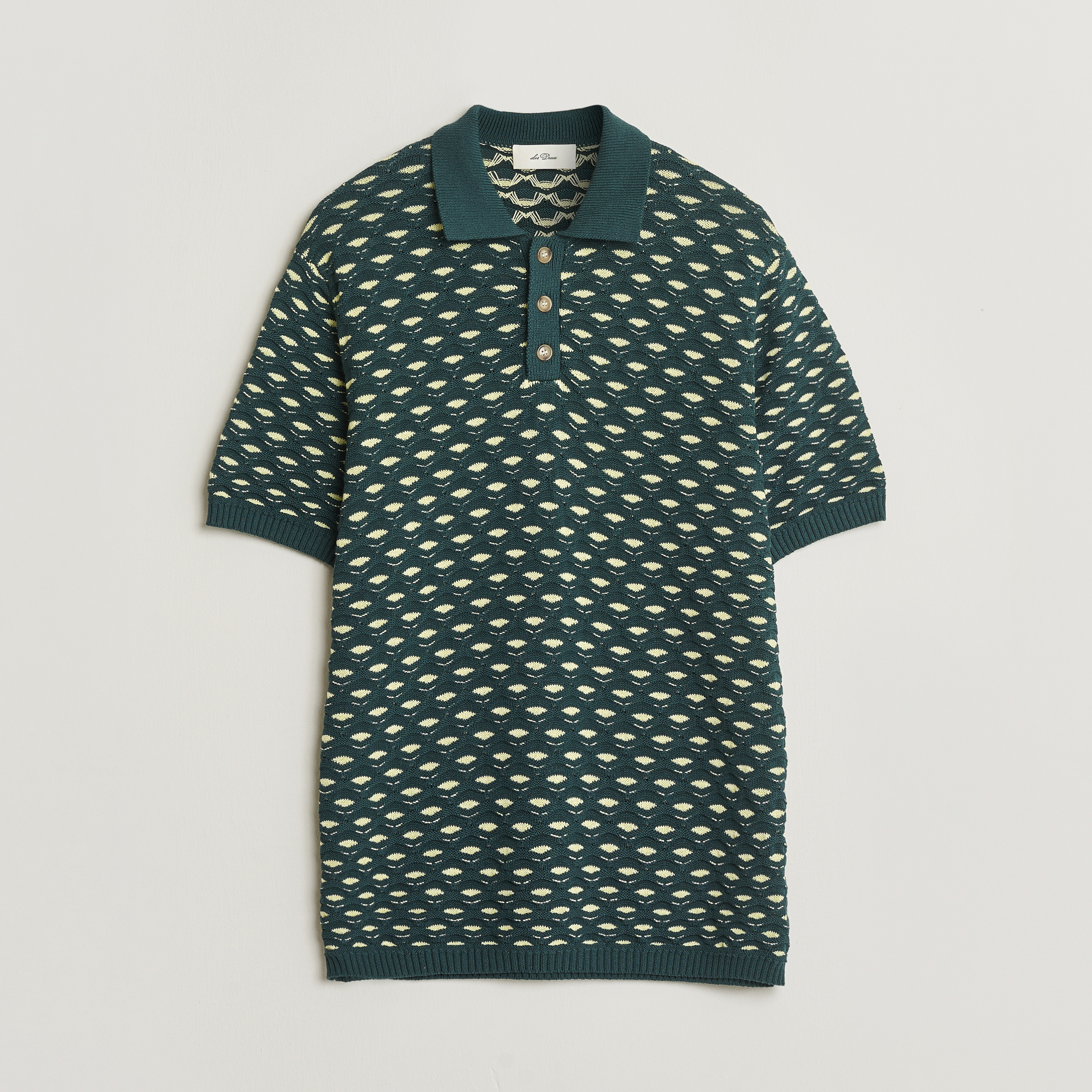 Les Deux Esmay Shell Knitted Polo Sea Moss Green | Herr - Care of Carl