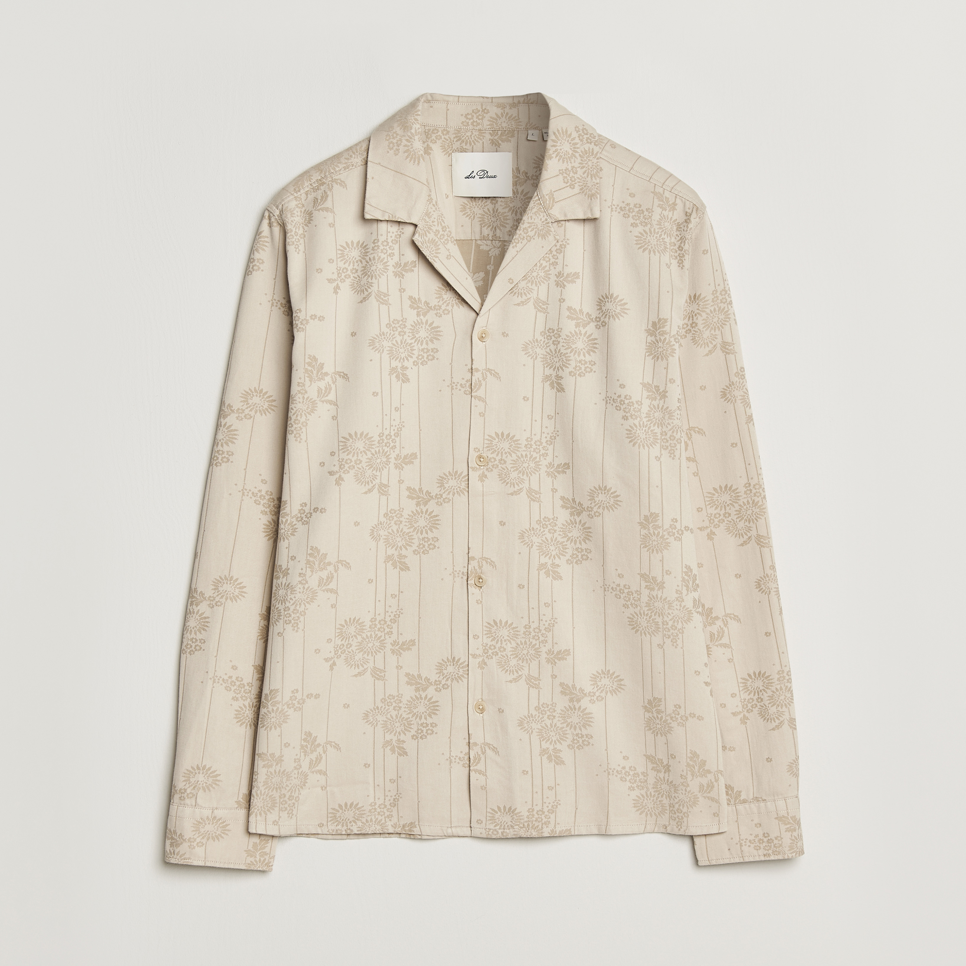 Les Deux Jasper Flower Jaquard Shirt Oyster Grey/White | Herr - Care of Car