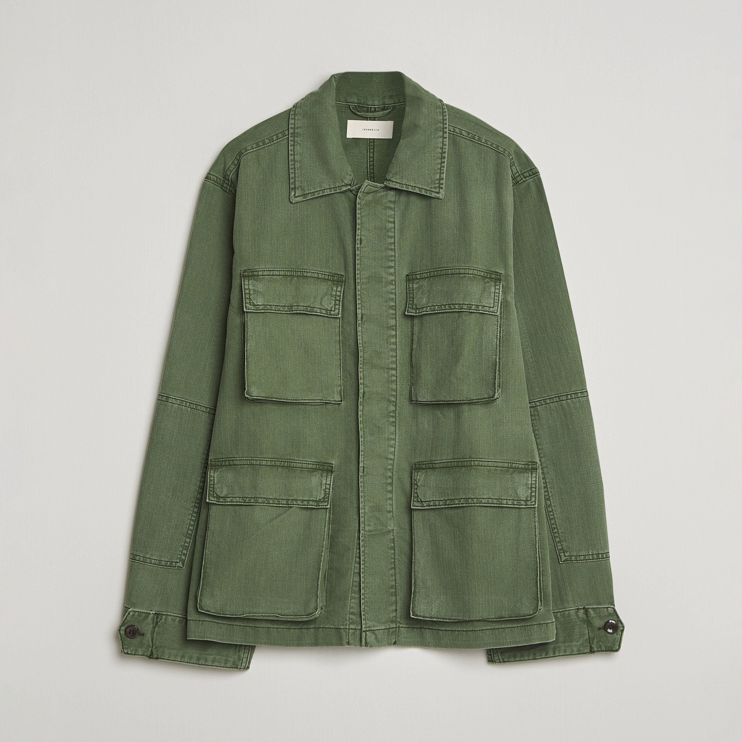 Jeanerica Luc Herringbone Shirt Jacket Chevron Green | Herr - Care of Carl