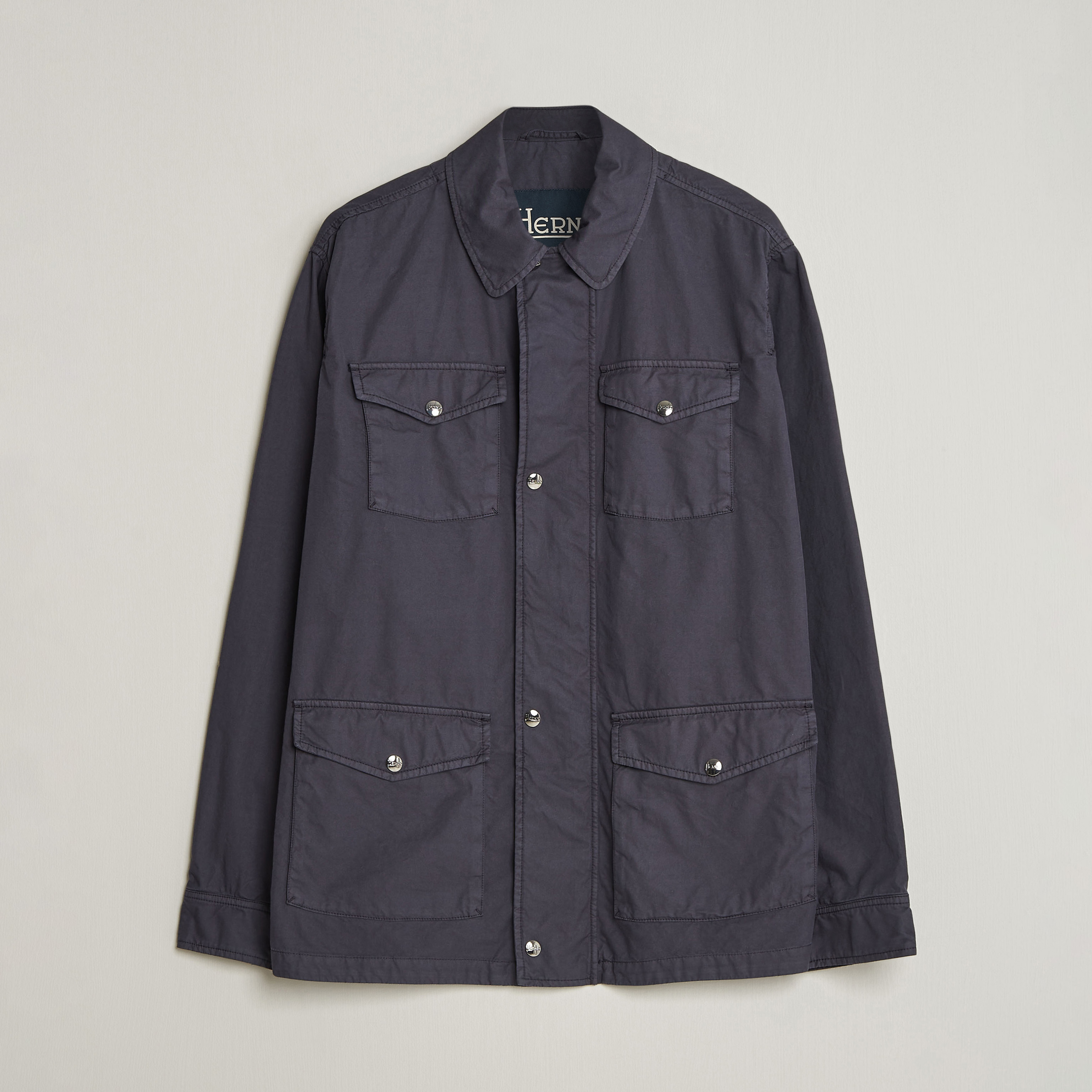 Herno Washed Cotton Field Jacket Navy | Herr - Care of Carl