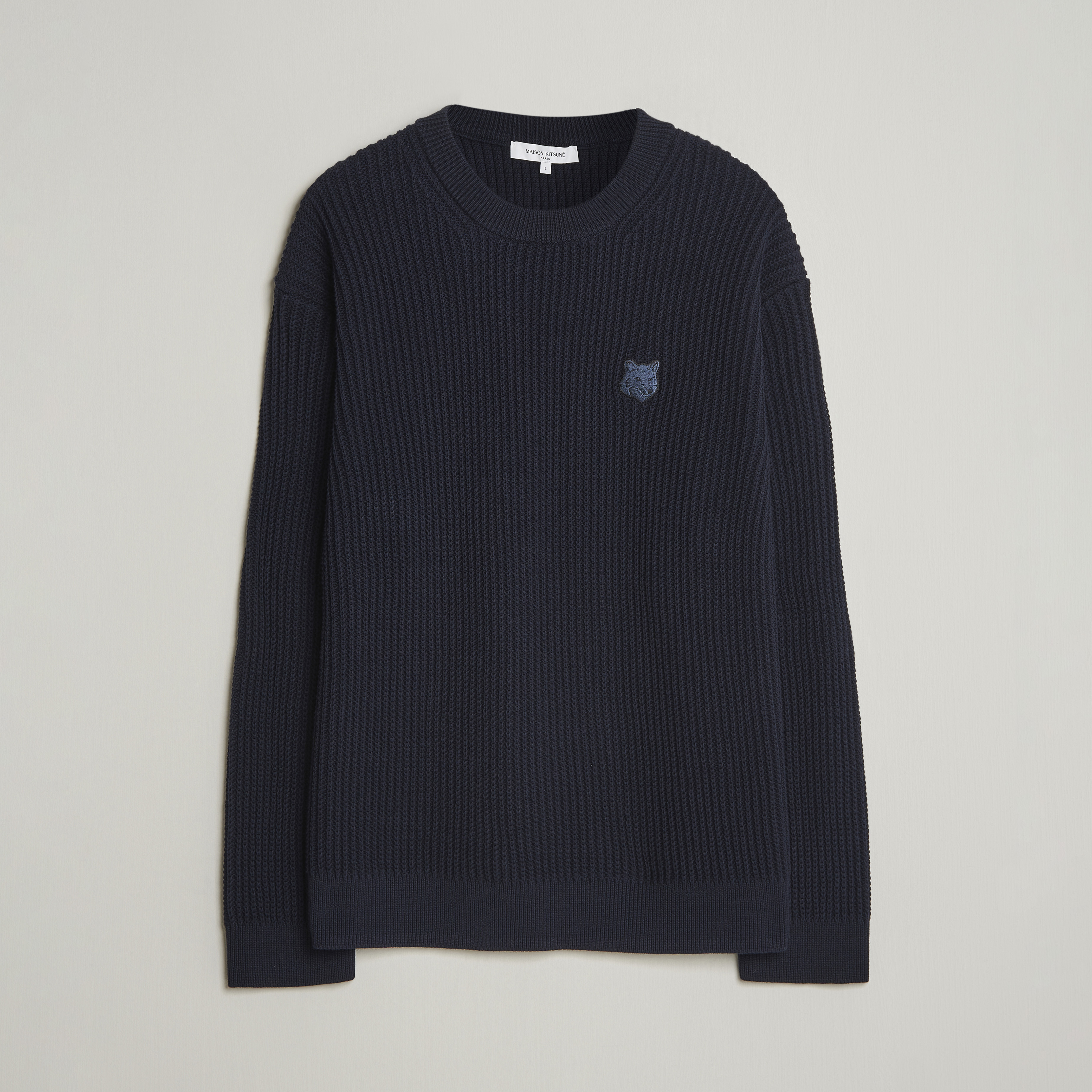 Maison Kitsuné Tonal Fox Head Rib Knitted Sweater Navy | Herr - Care of Car