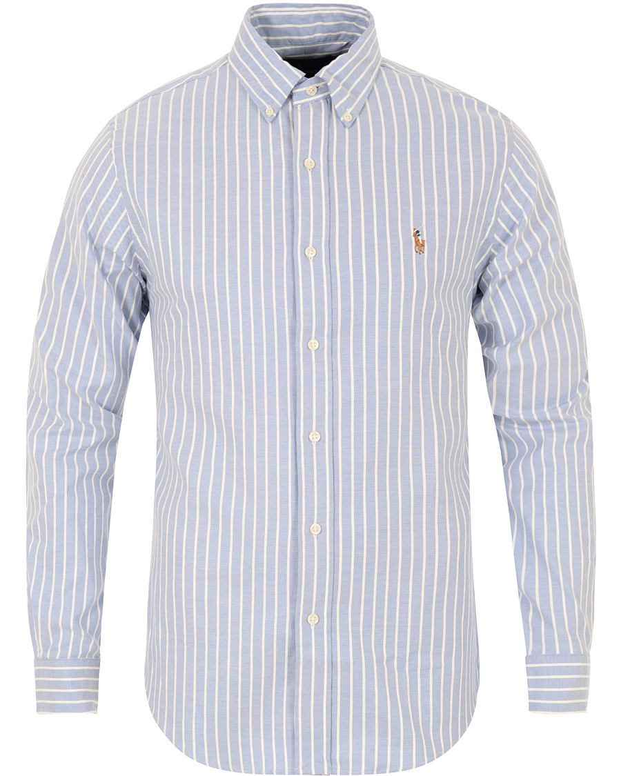 Polo Ralph Lauren Slim Fit Stretch Oxford Stripe Shirt Blue White Hos Careo