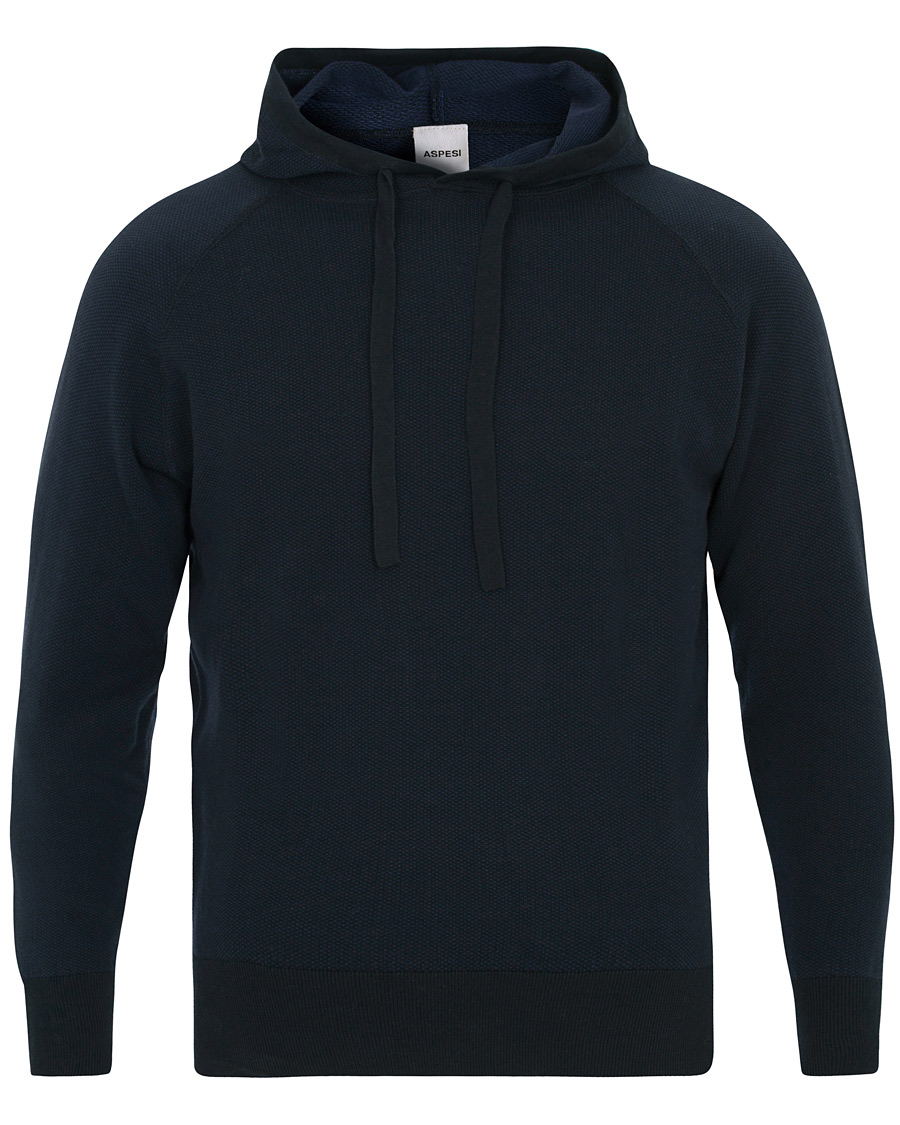 Aspesi Knitted Hoodie Navy | Herr - Care of Carl