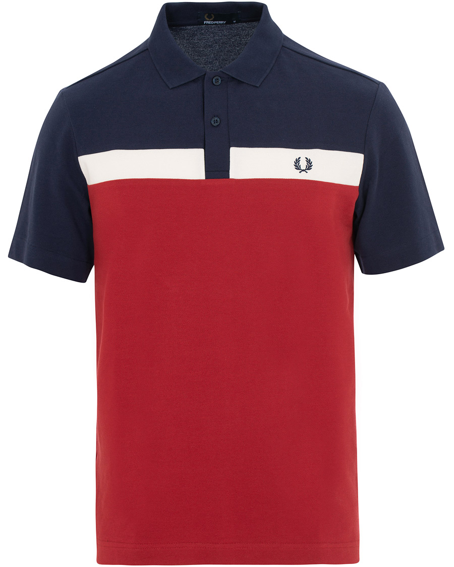Fred Perry Contrast Panel Piké Navy/White/Red | Herr - Care of Carl