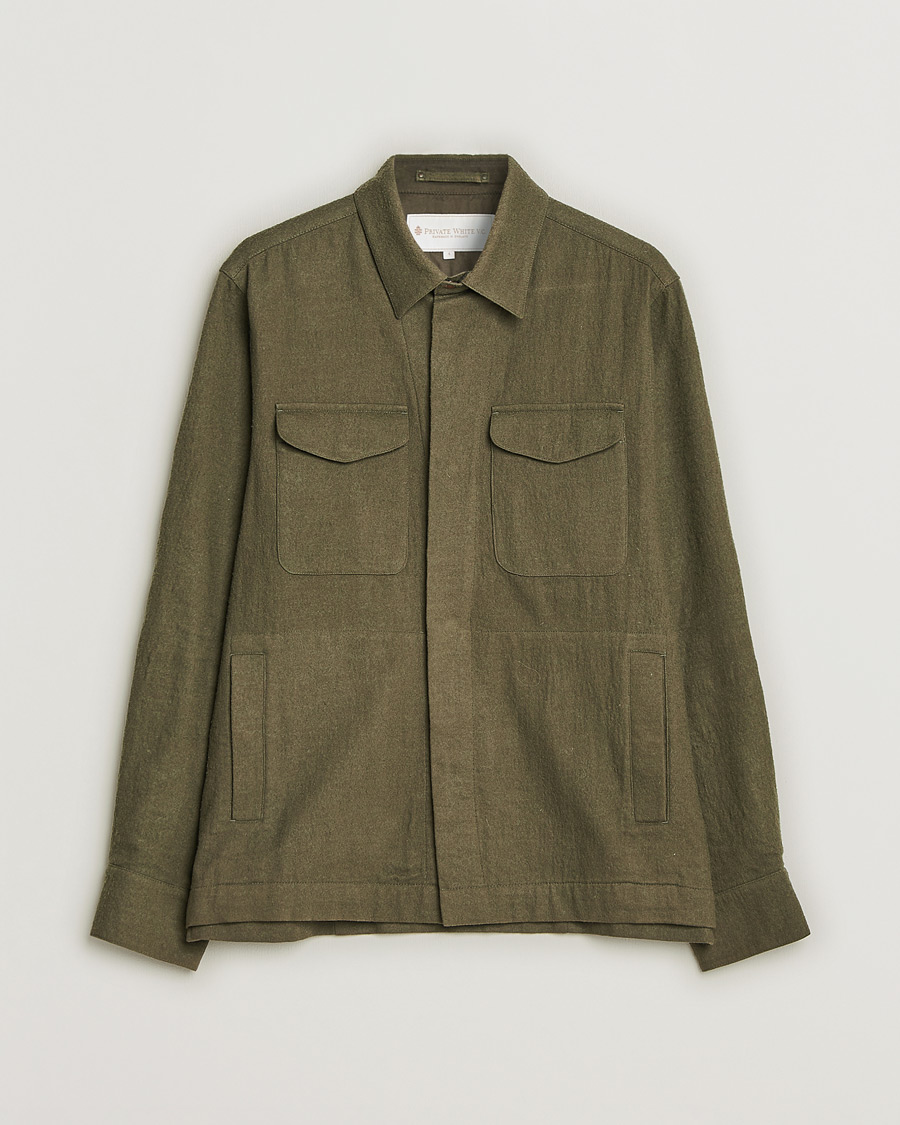 Private White V.C. Cotton/Wool Overshirt Green 4 - M | Herr - Care of Carl