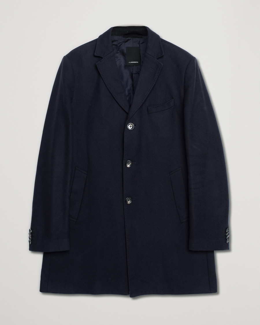 J.Lindeberg Wolger Compact Melton Coat Navy | Herr - Care of Carl