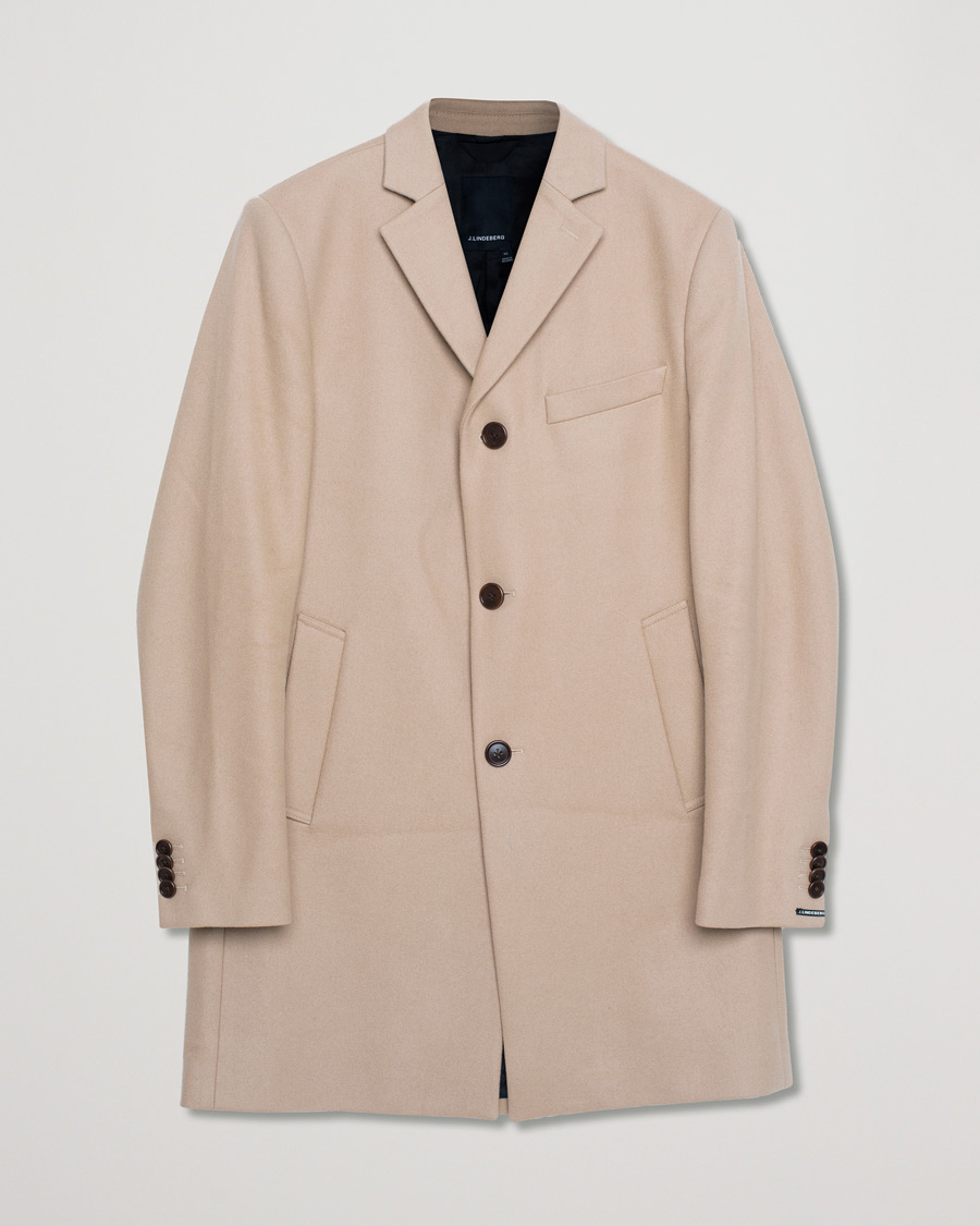 J.Lindeberg Wolger Compact Melton Coat Sand | Herr - Care of Carl